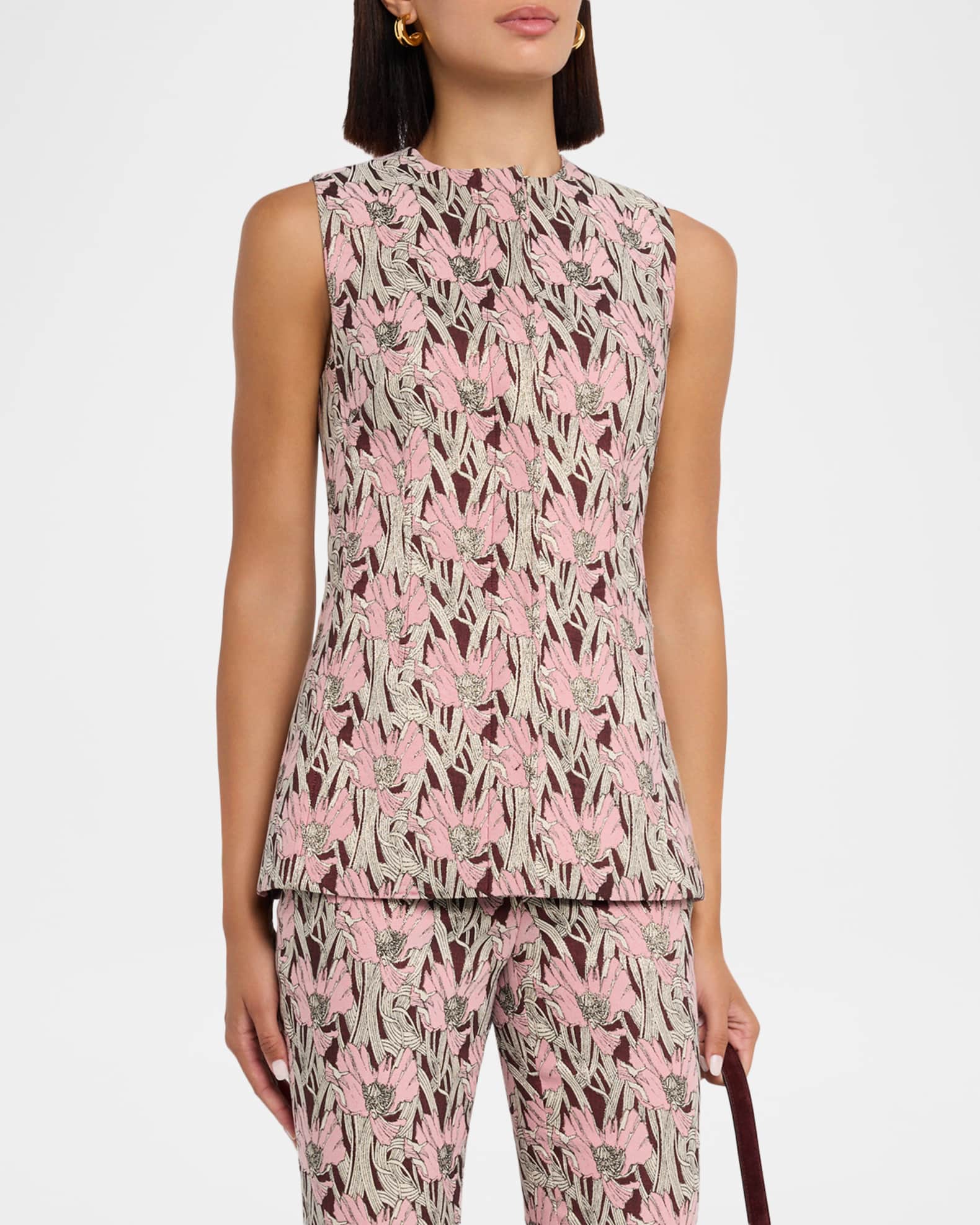 Veronica Beard Jessup Metallic Floral Vest | Neiman Marcus