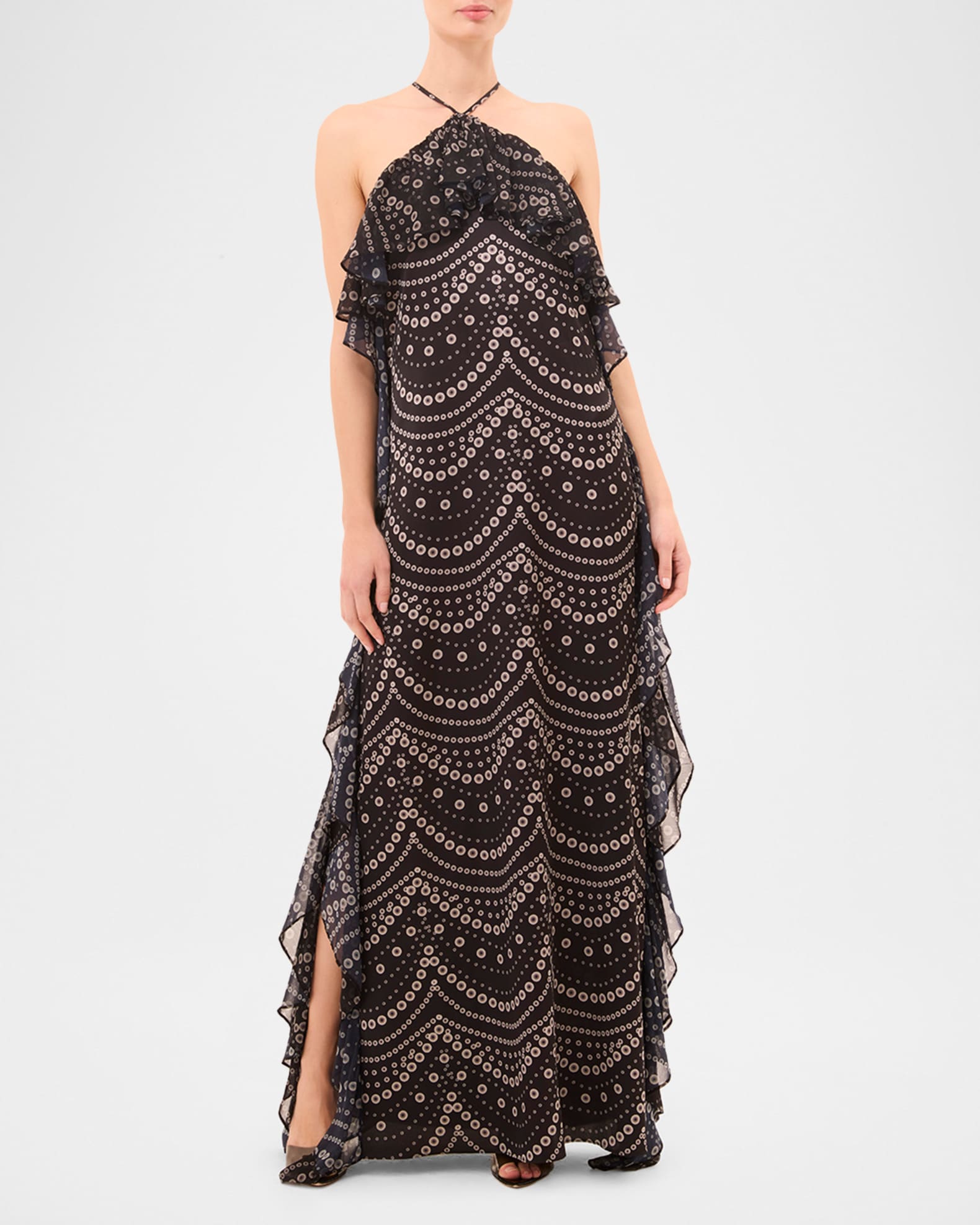 MISA Los Angeles Stranded Pearls Lupita Halter Maxi Dress | Neiman Marcus