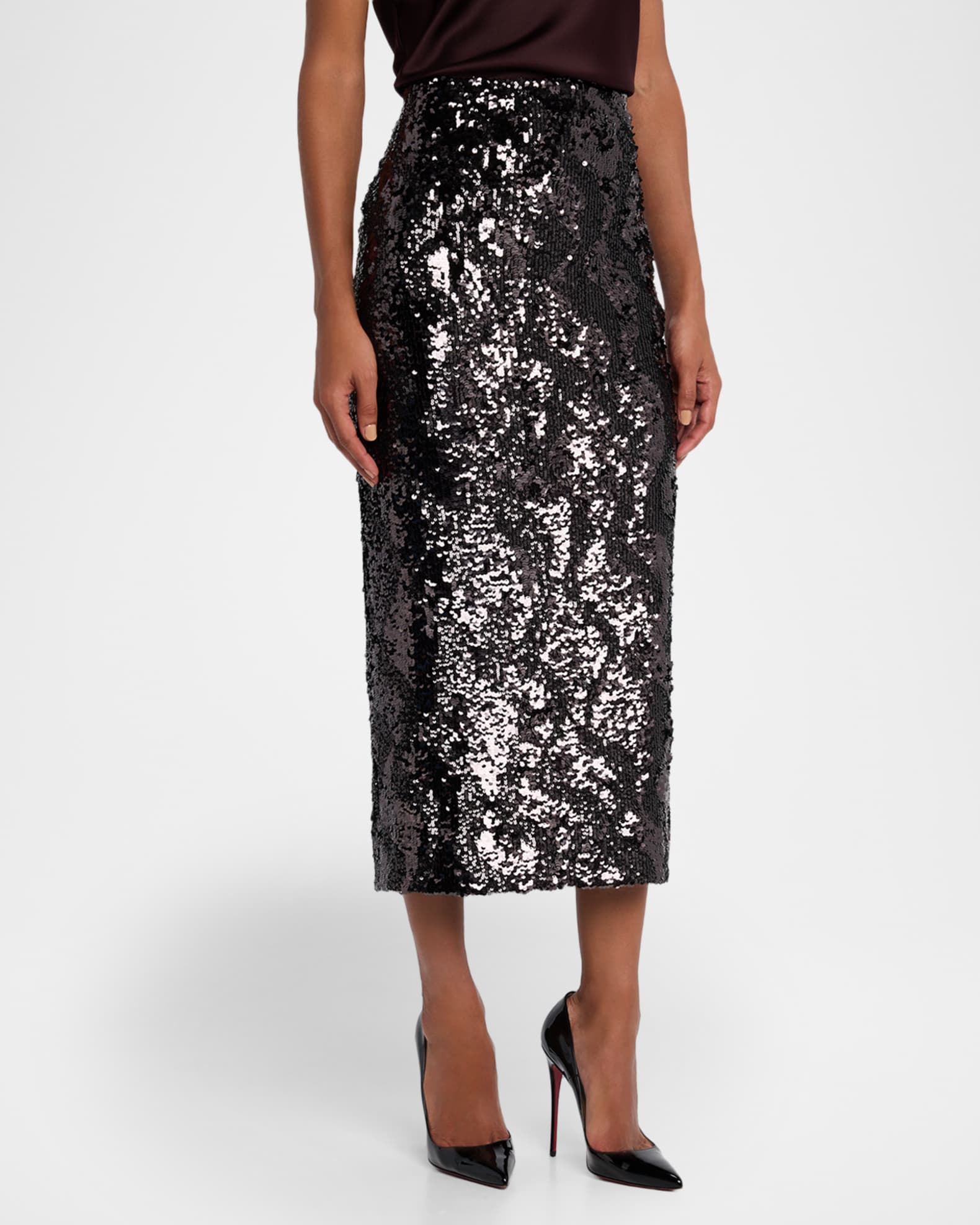 Veronica Beard Koa Sequined Midi Skirt | Neiman Marcus