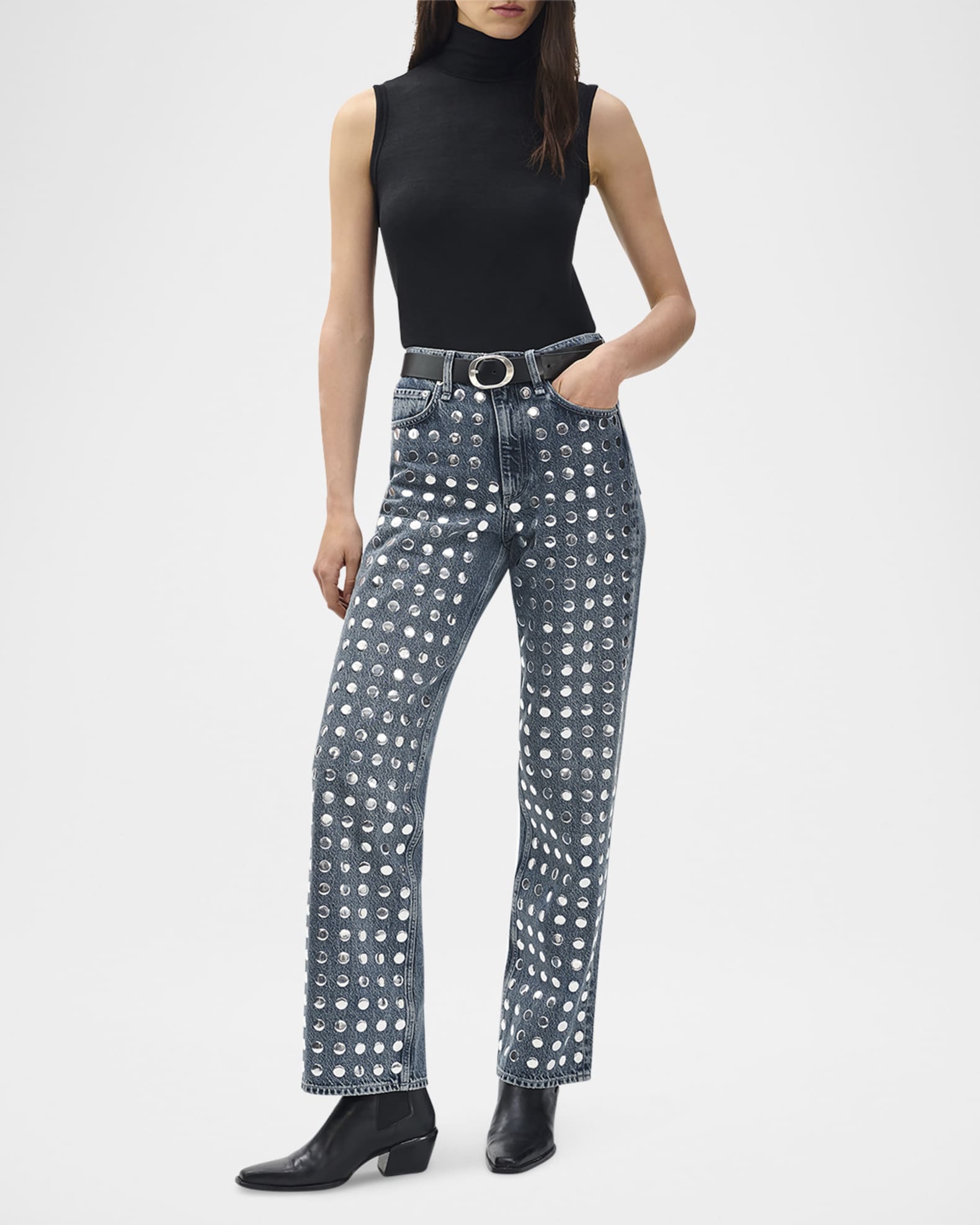 Rag & Bone Shea Embellished High-Rise Relaxed Jeans | Neiman Marcus