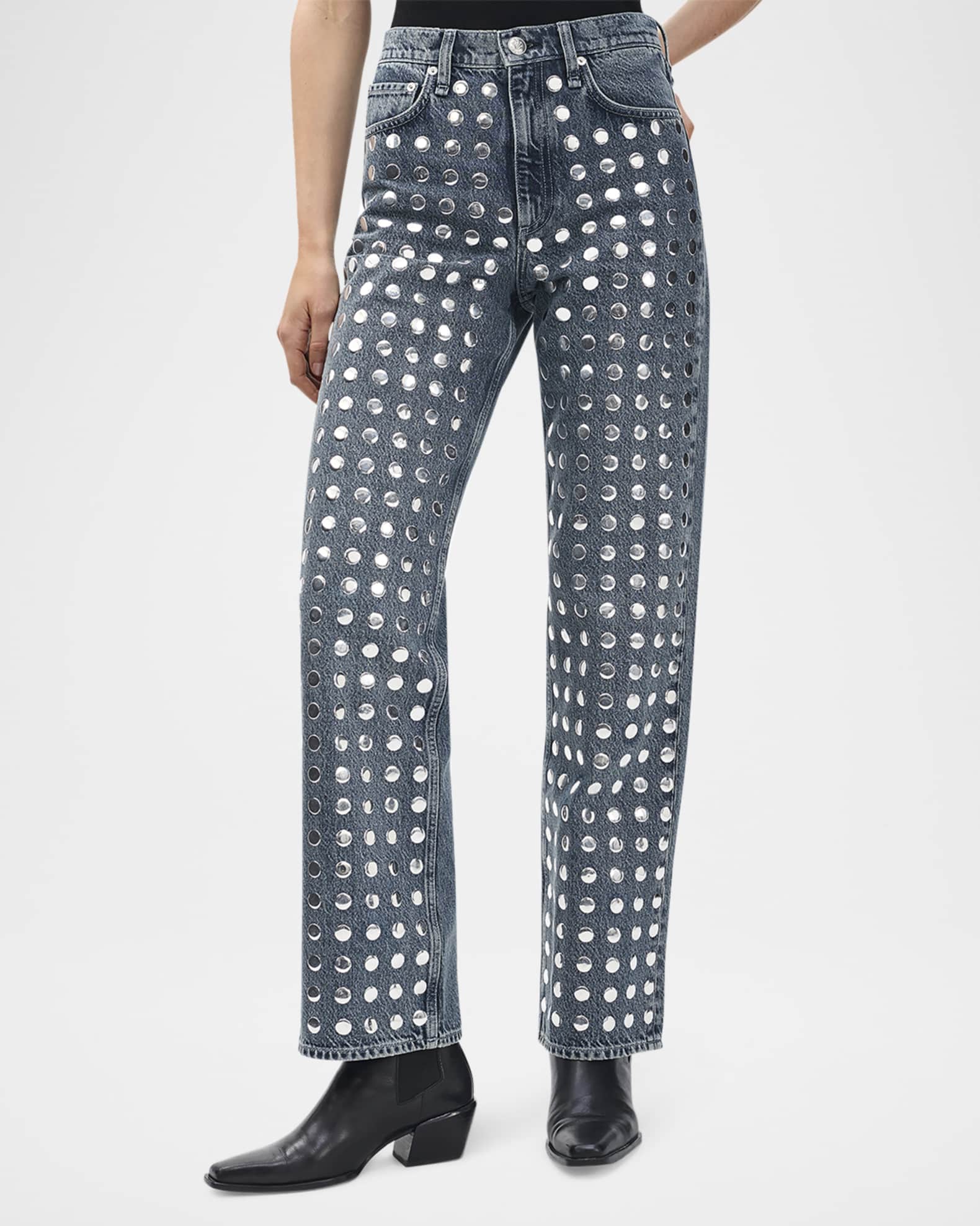 Rag & Bone Shea Embellished High-Rise Relaxed Jeans | Neiman Marcus