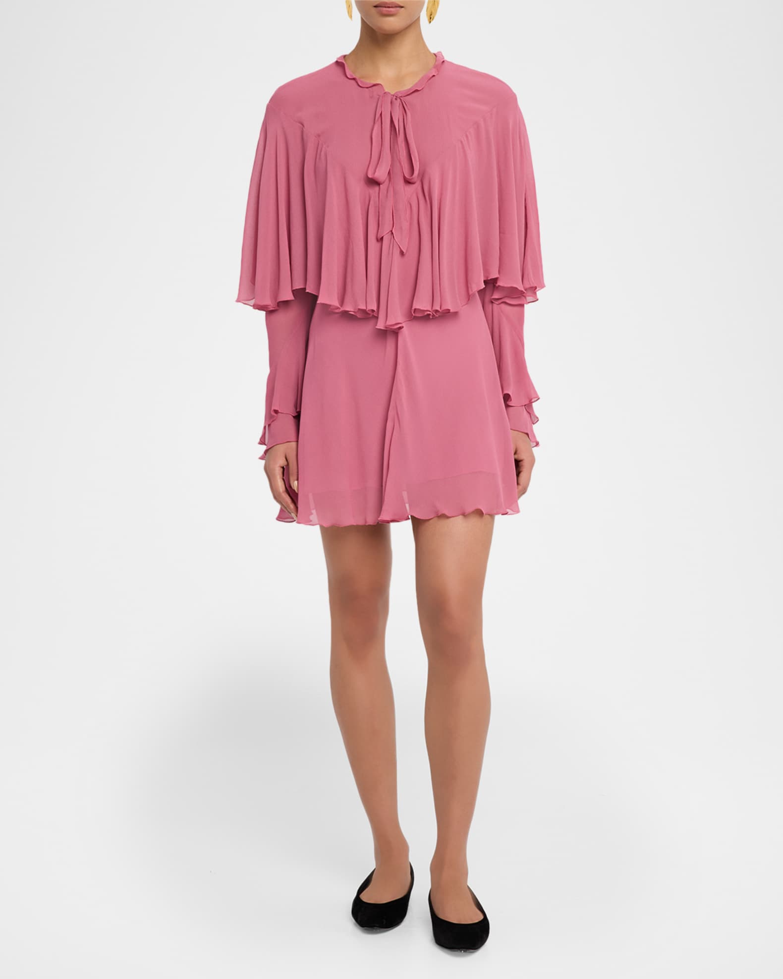 LoveShackFancy Liraine Ruffle Cape Mini Dress | Neiman Marcus
