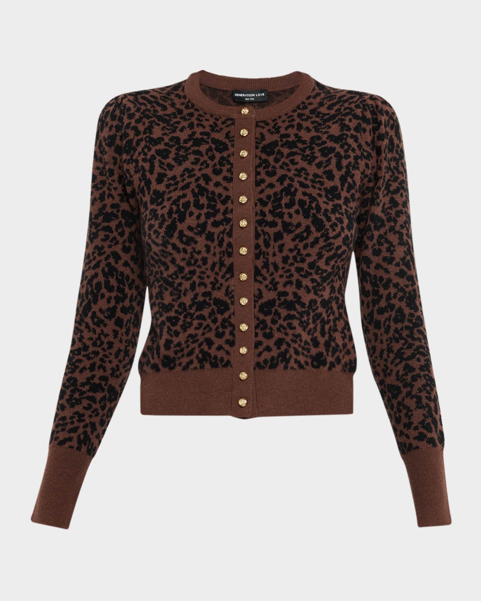 Generation Love Tulum Knit Leopard Cardigan | Neiman Marcus