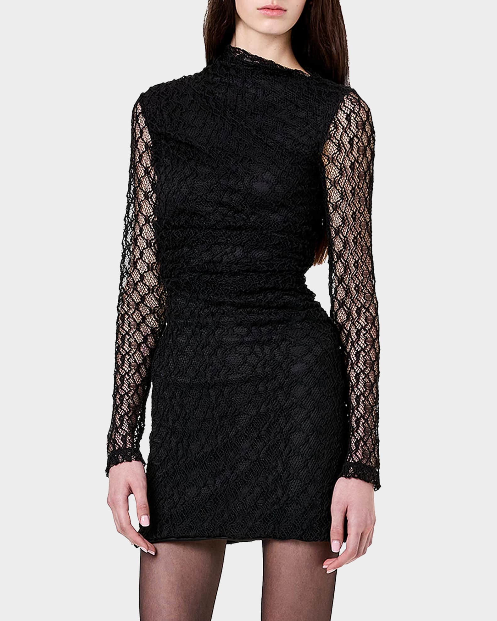 NICHOLAS Glenda Ruched Lace Mini Dress | Neiman Marcus