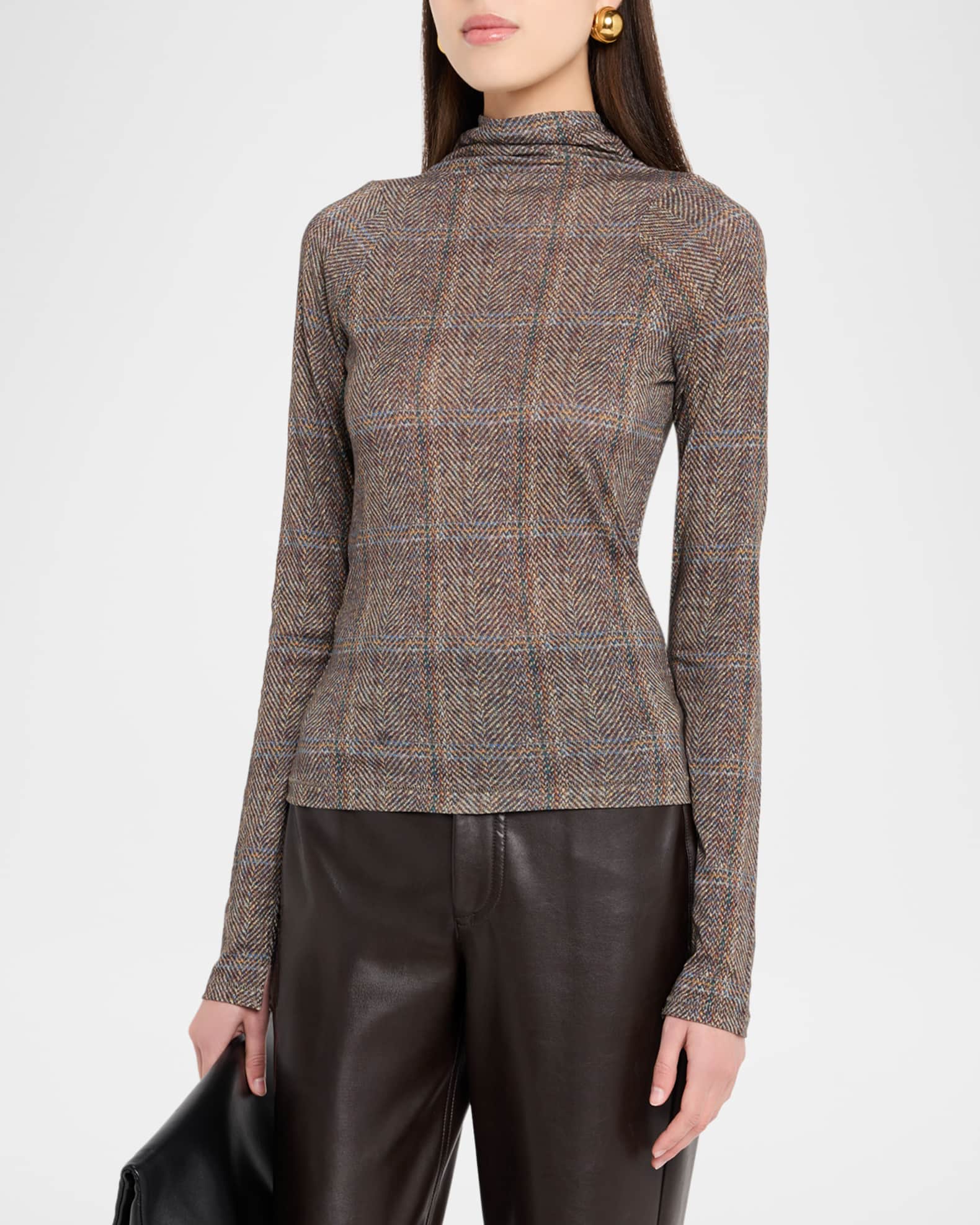 Rag & Bone Shaw Plaid Turtleneck Top | Neiman Marcus