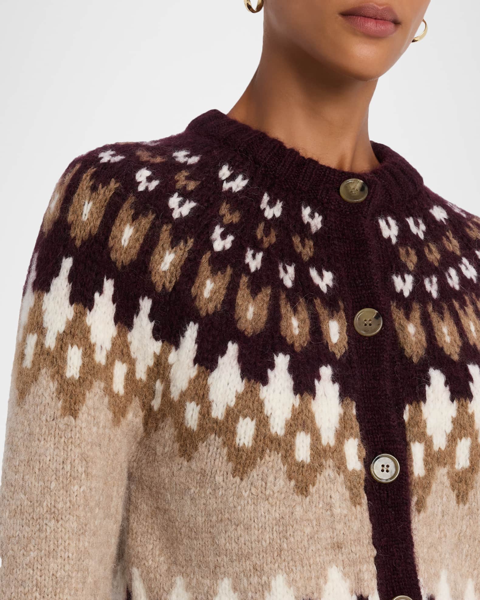 Veronica Beard Christina Fairisle Cardigan | Neiman Marcus