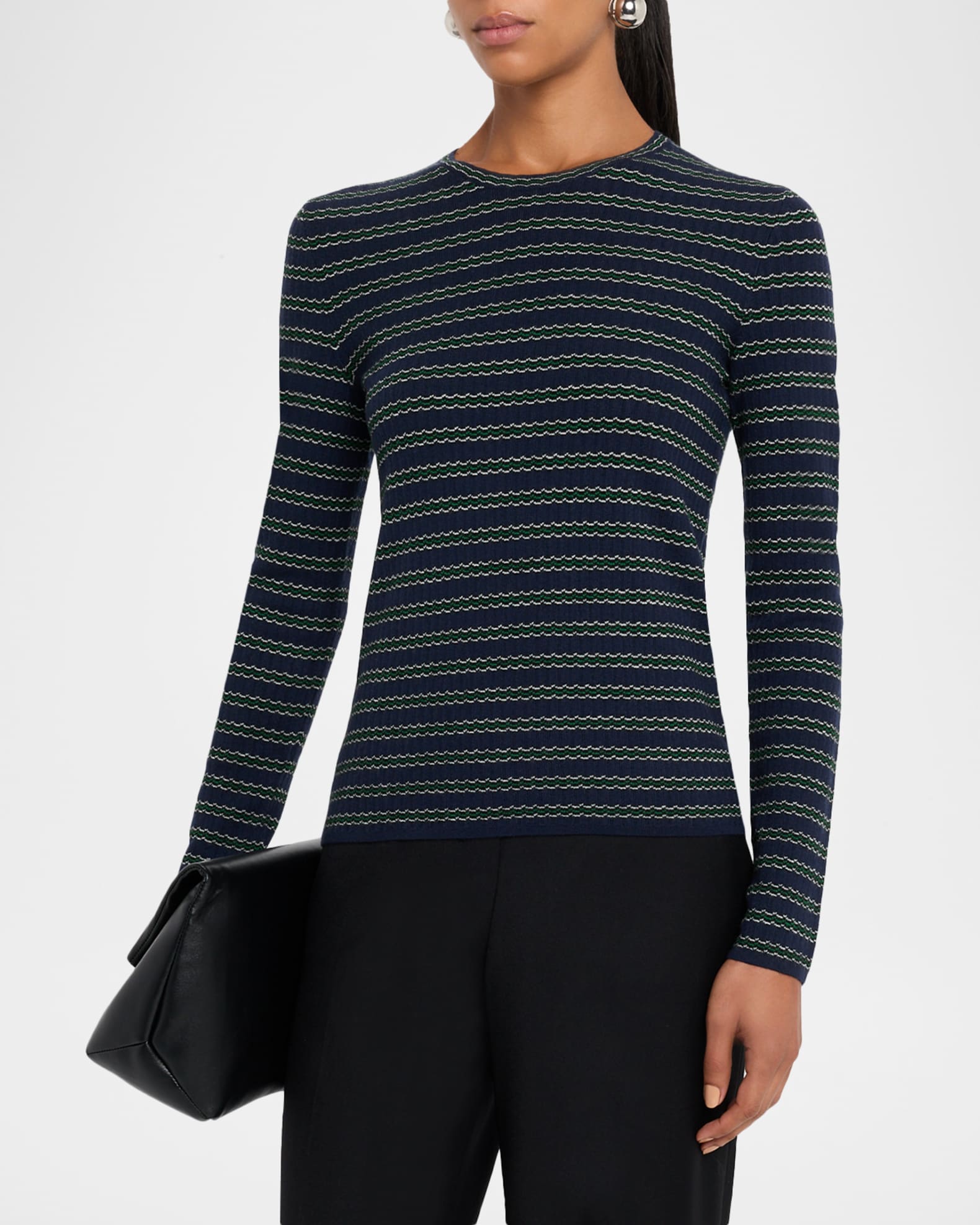 Theory Stripe Long-Sleeve Top | Neiman Marcus
