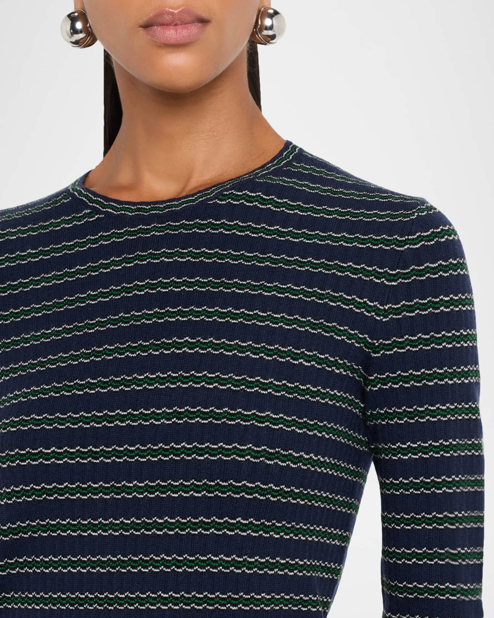 Theory Stripe Long-Sleeve Top | Neiman Marcus