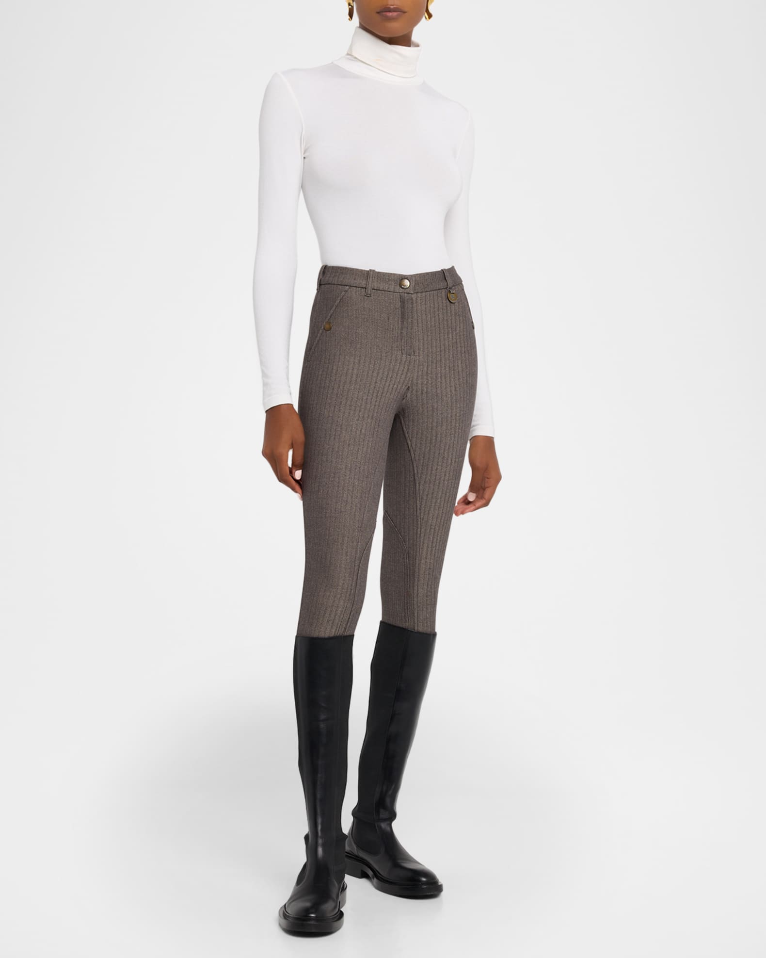 Burberry Anne Herringbone Skinny-Leg Jodhpur Pants | Neiman Marcus