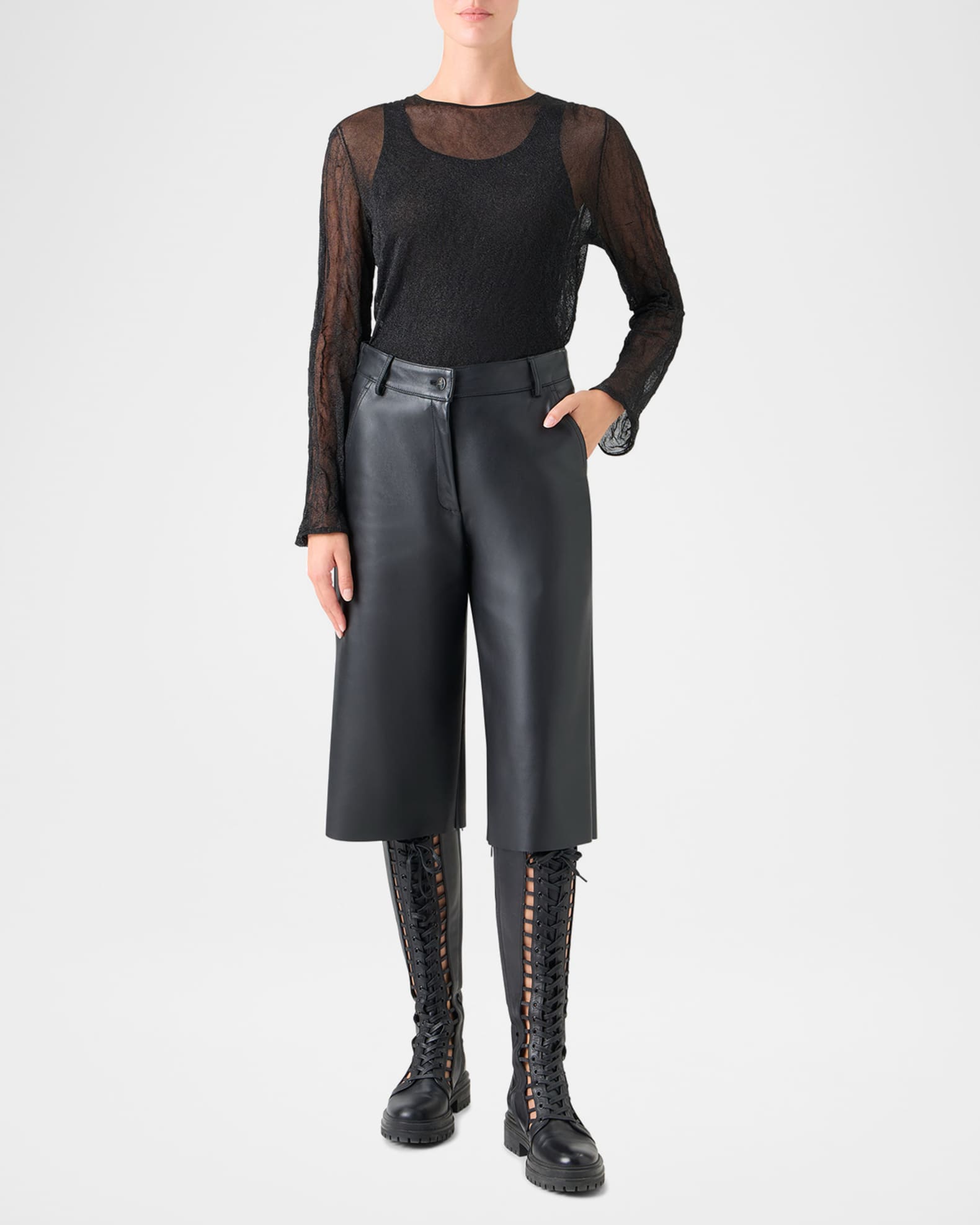 Akris Layered Sheer Long-Sleeve Top | Neiman Marcus