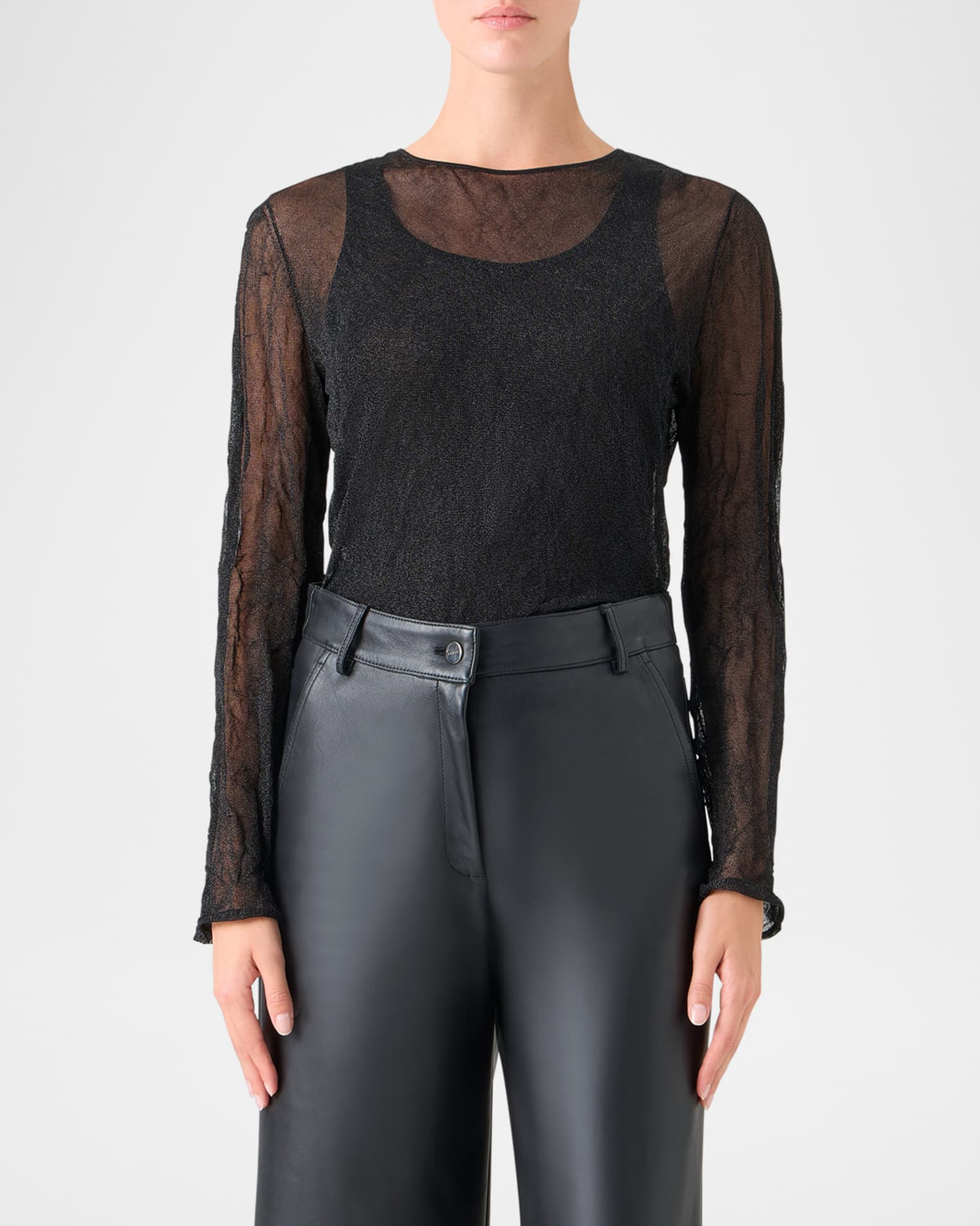 Akris Layered Sheer Long-Sleeve Top | Neiman Marcus