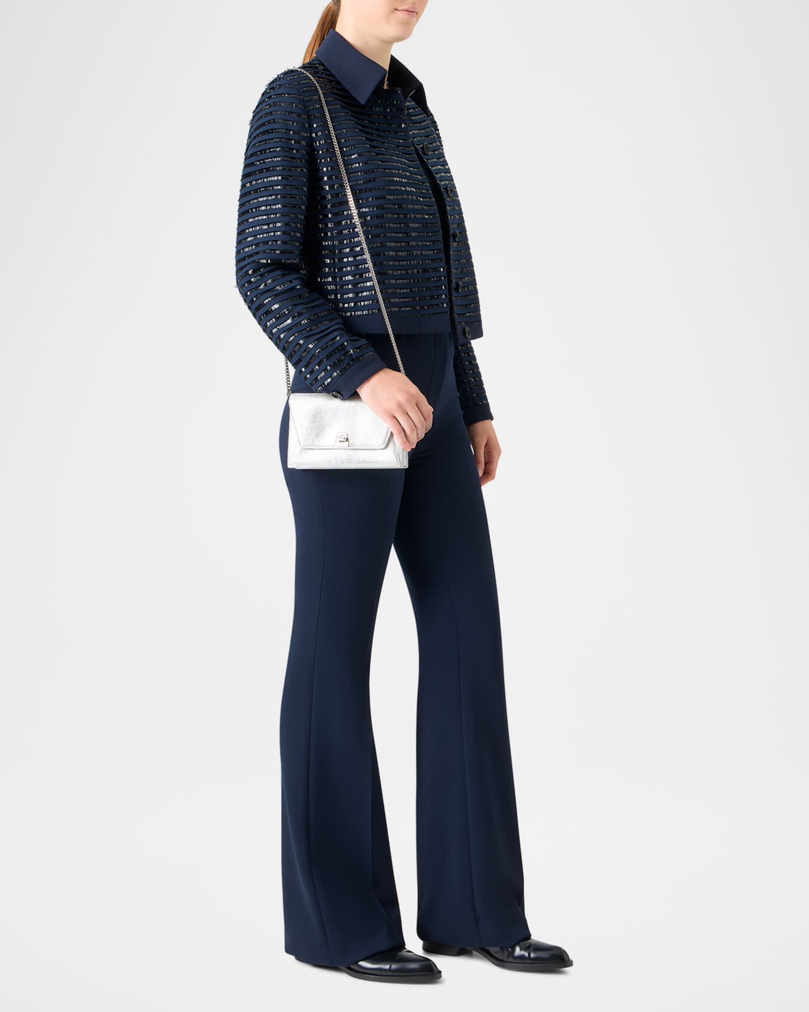 Akris Peer Metallic Fringed Single-Breasted Jacket | Neiman Marcus