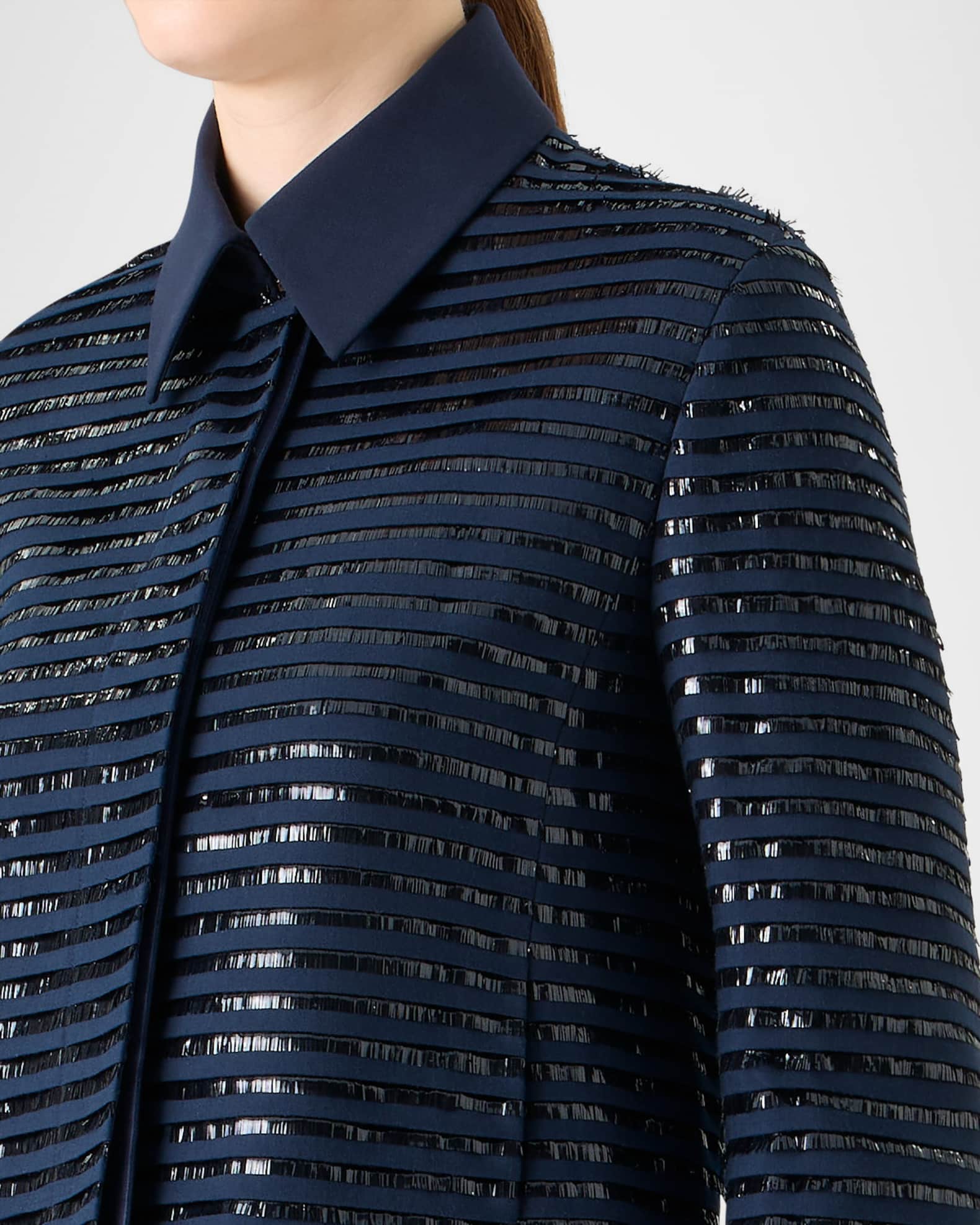 Akris Peer Metallic Fringed Single-Breasted Jacket | Neiman Marcus