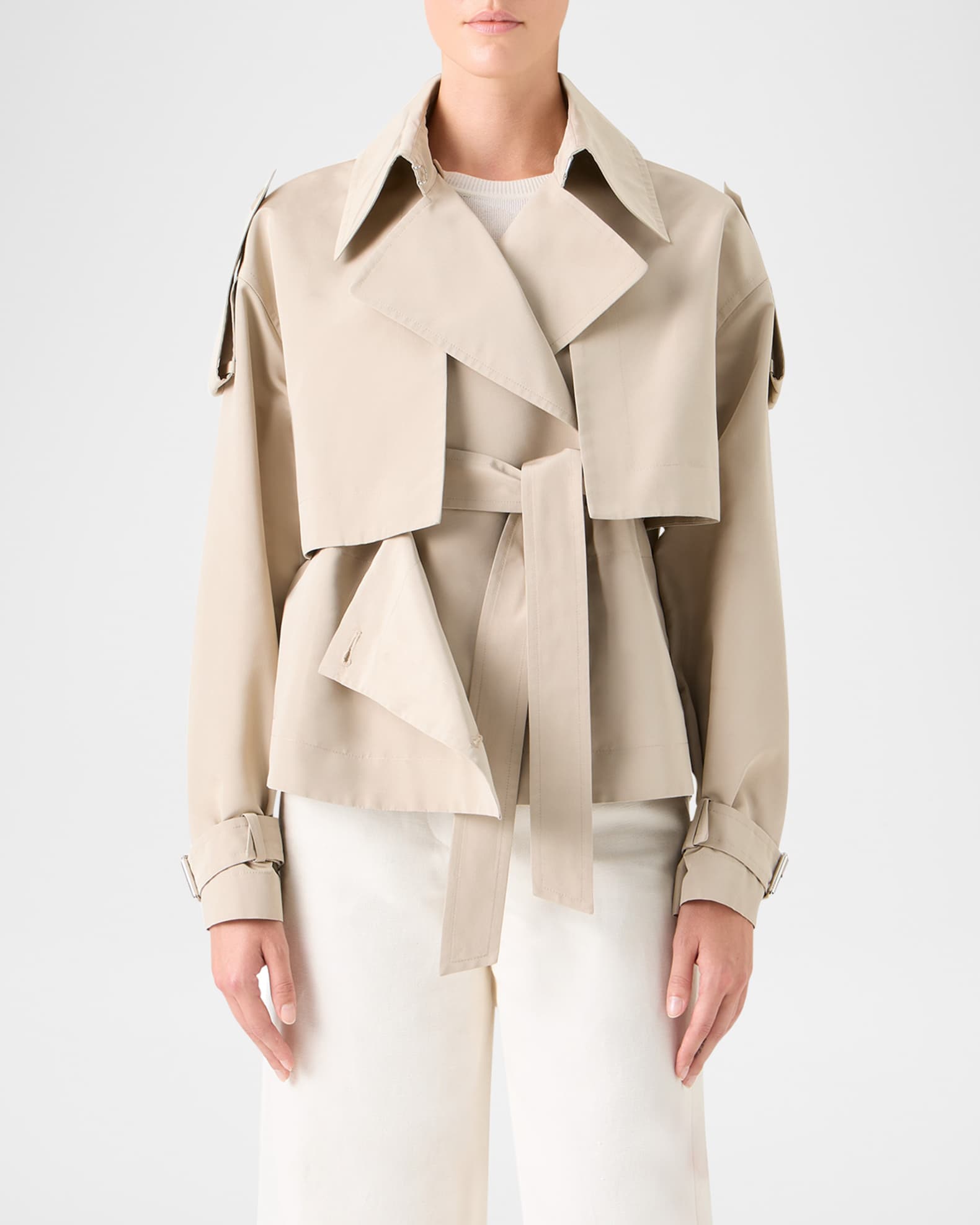 Akris David Duo Ottoman Silk Duo Trench Coat With Bolero | Neiman Marcus