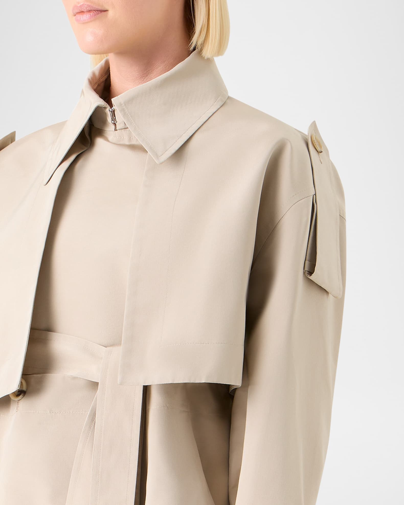 Akris David Duo Ottoman Silk Duo Trench Coat With Bolero | Neiman Marcus