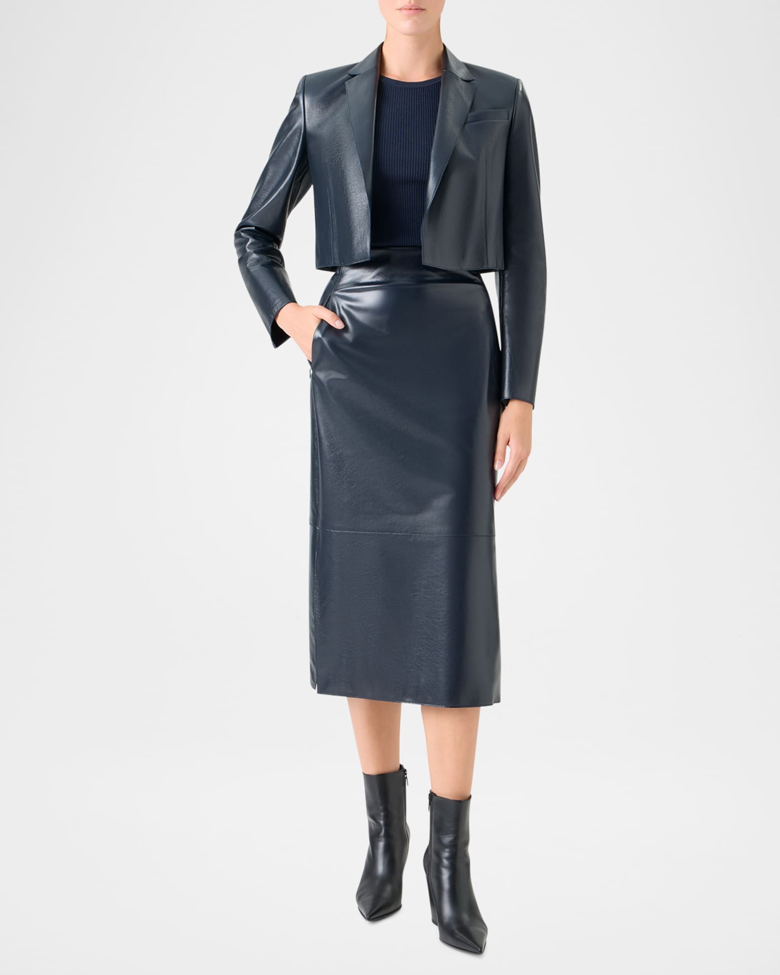 Akris Gian Open-Front Short Leather Jacket | Neiman Marcus