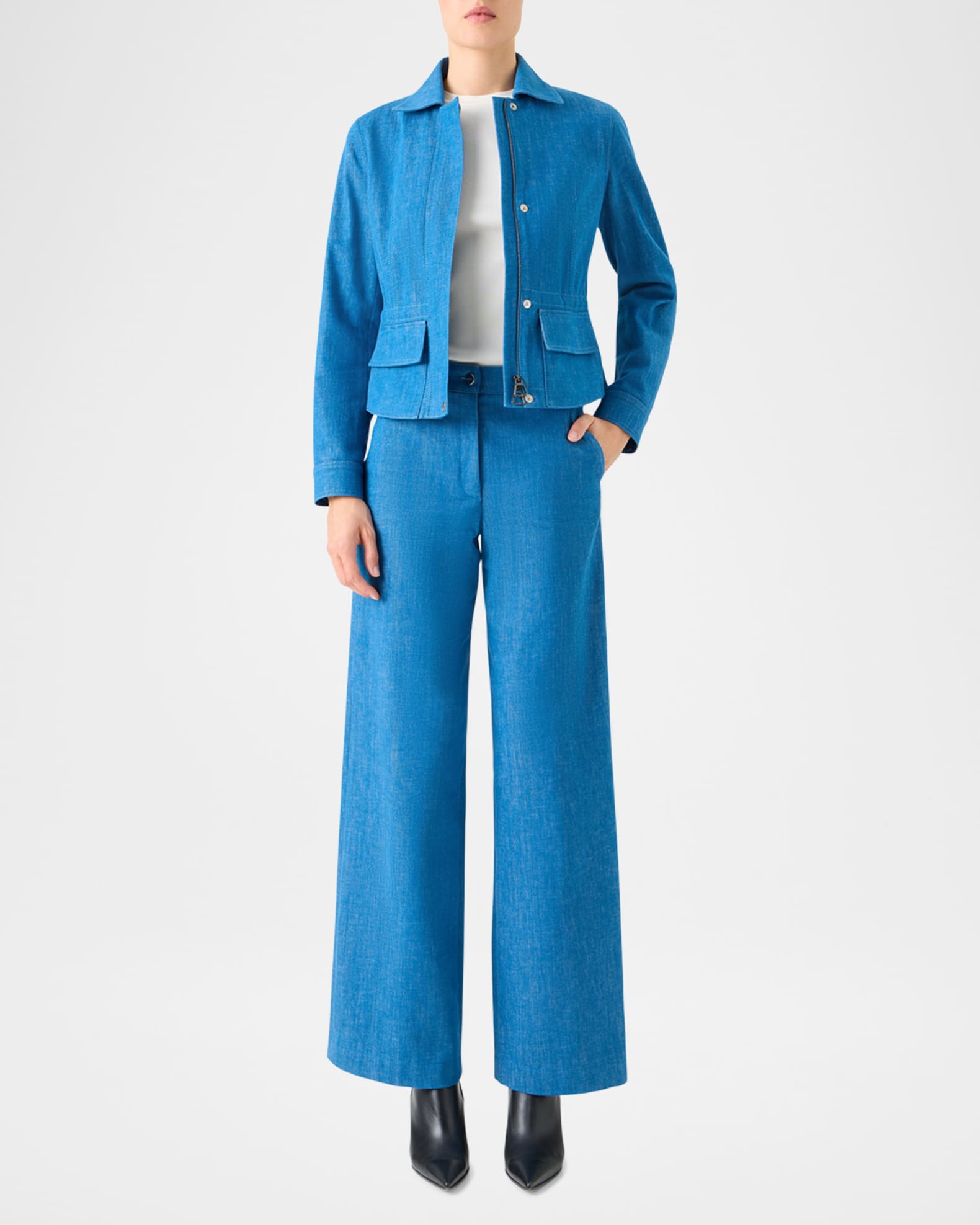 Akris Hugh Stretch Denim Cargo Jacket | Neiman Marcus