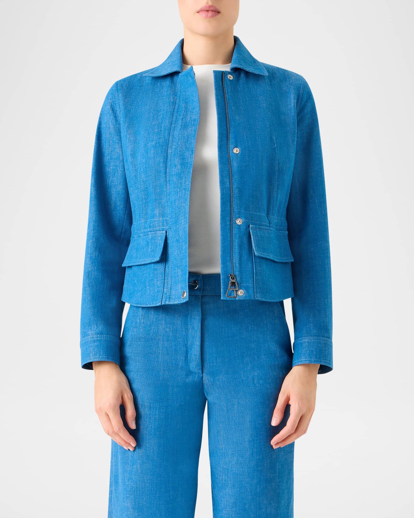 Akris Hugh Stretch Denim Cargo Jacket | Neiman Marcus