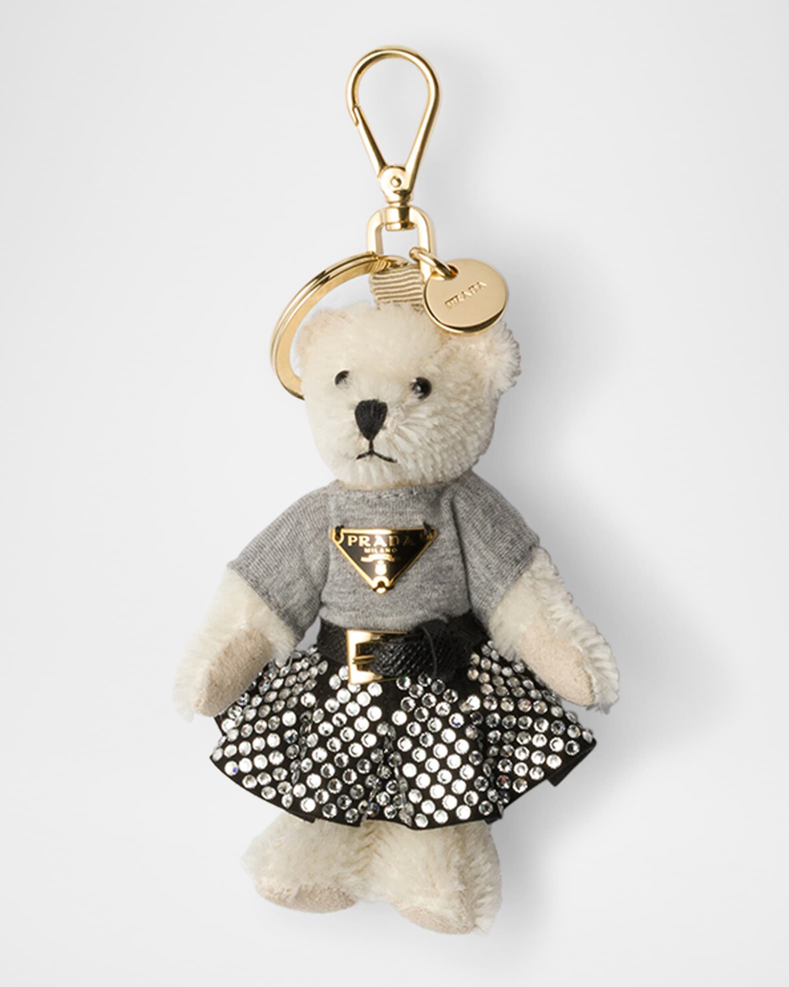 Prada Teddy Bag Charm with Metal Ring | Neiman Marcus