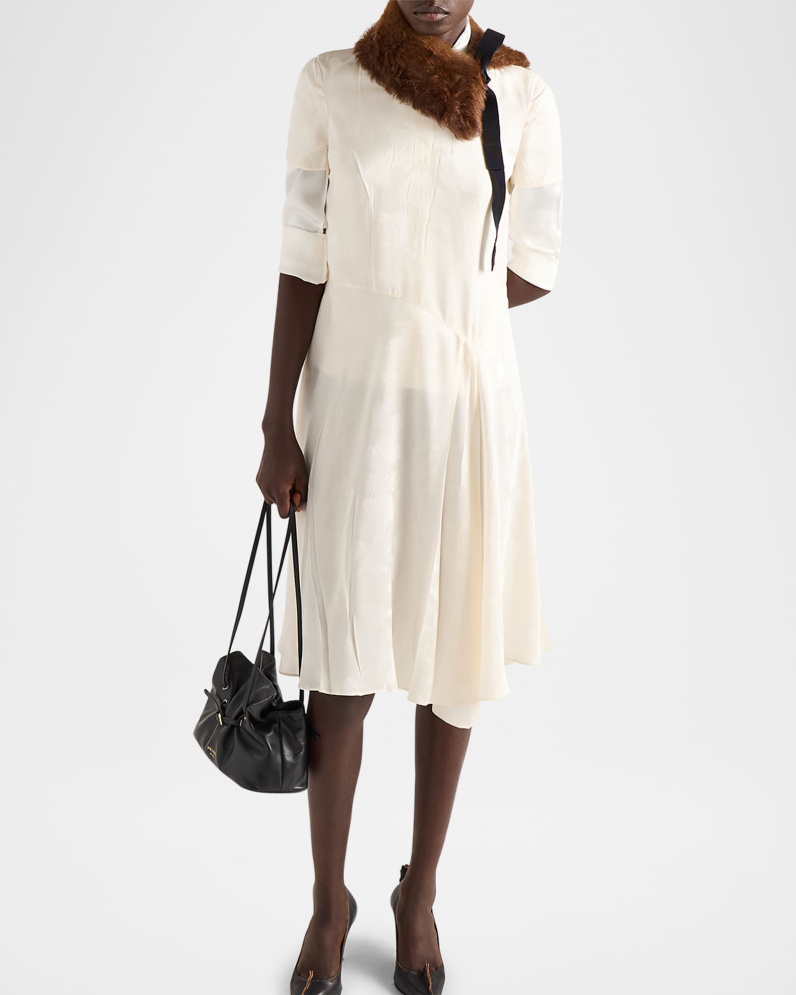 Prada Floral Jacquard Asymmetric Dress | Neiman Marcus