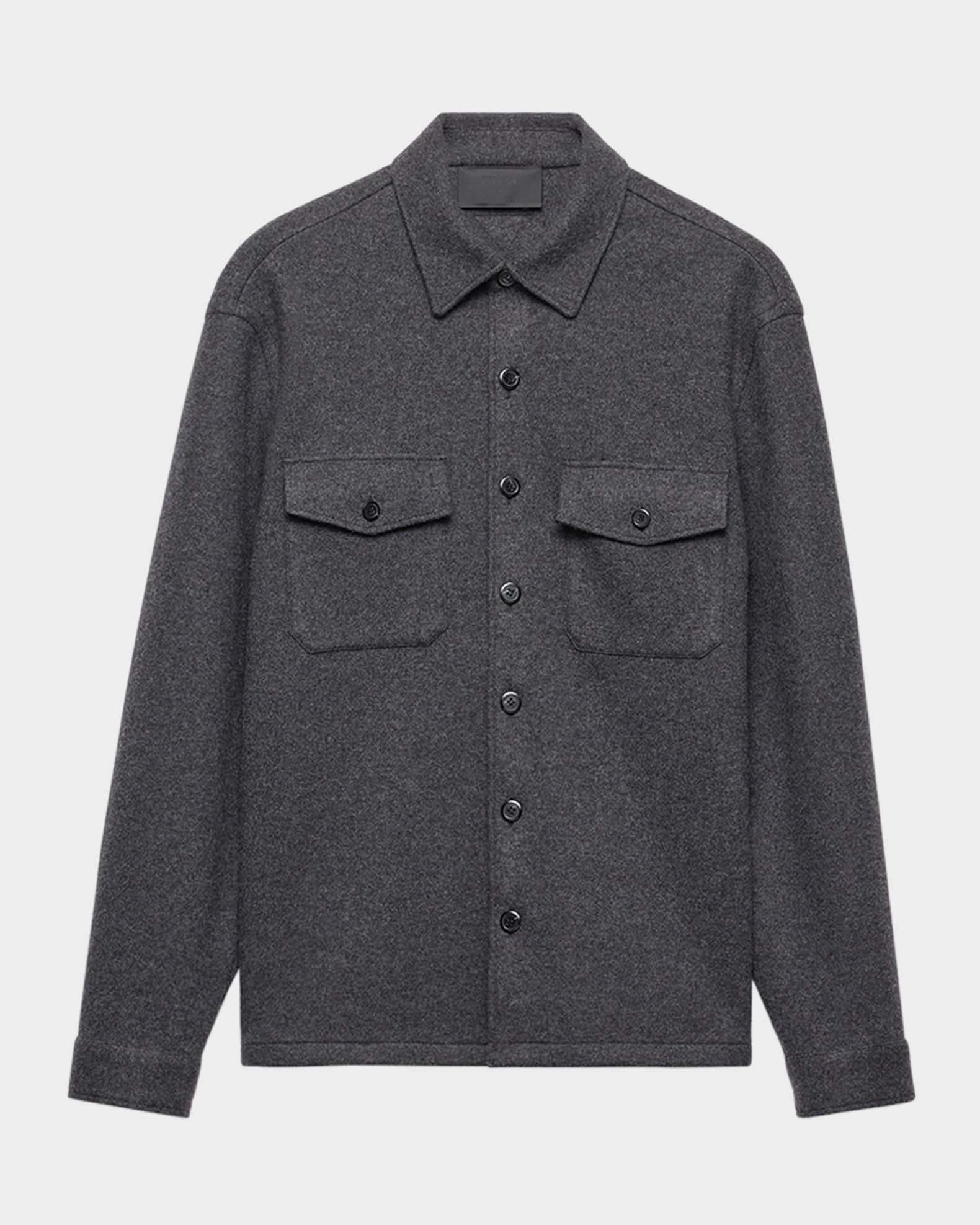 Prada Men's Wool-Blend Button-Down Shirt | Neiman Marcus