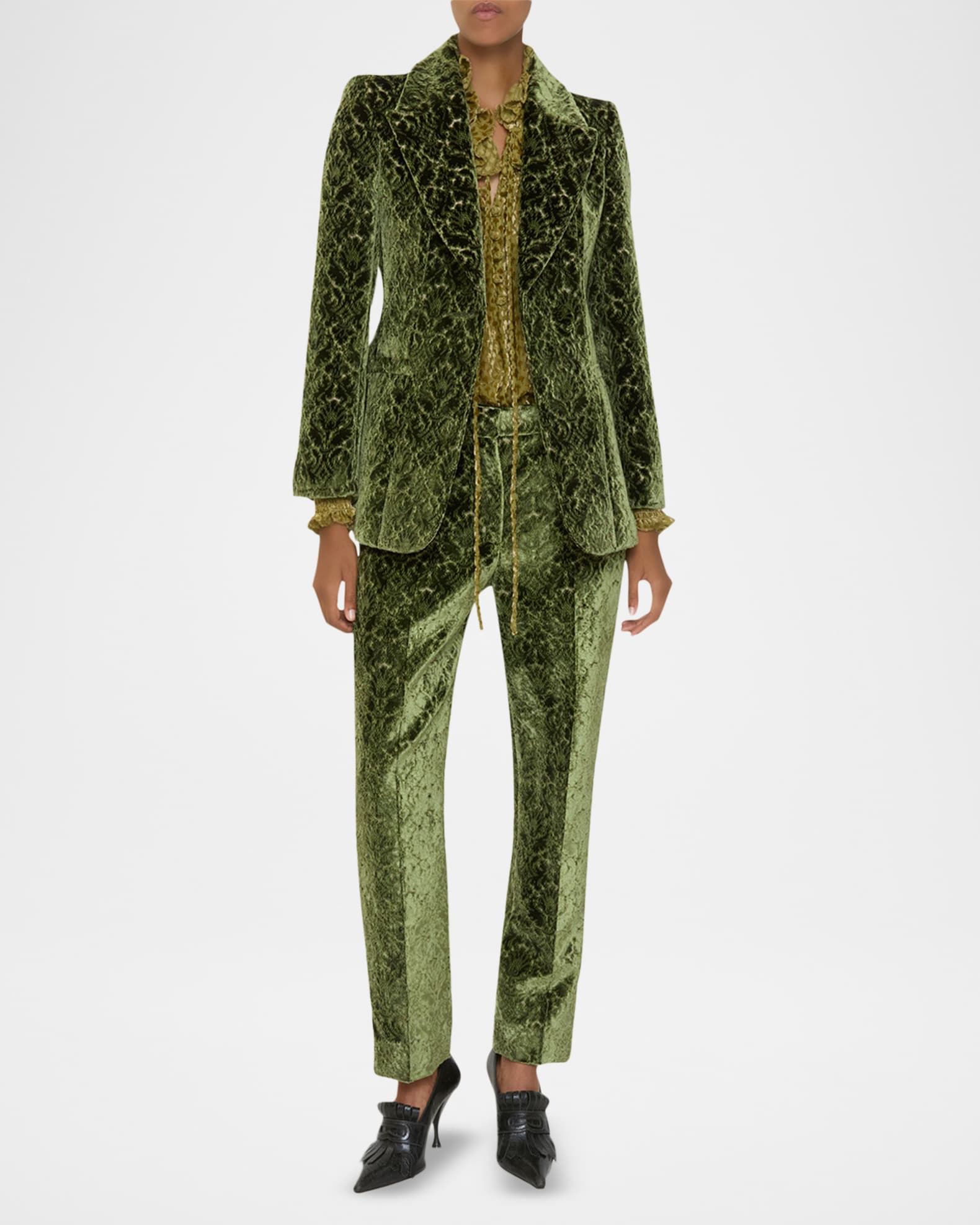 Burberry Virginia Baroque Velvet Double-Breasted Jacket | Neiman Marcus