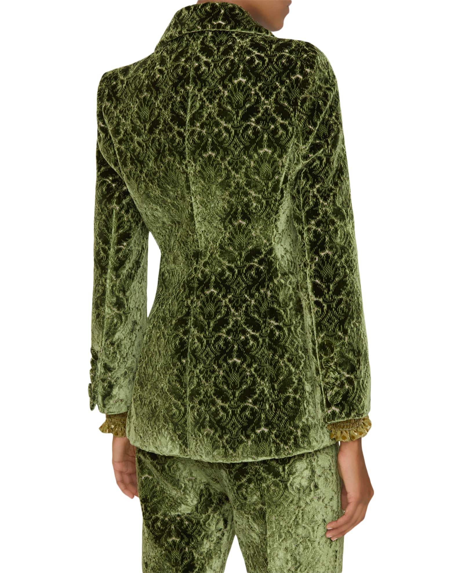 Burberry Virginia Baroque Velvet Double-Breasted Jacket | Neiman Marcus