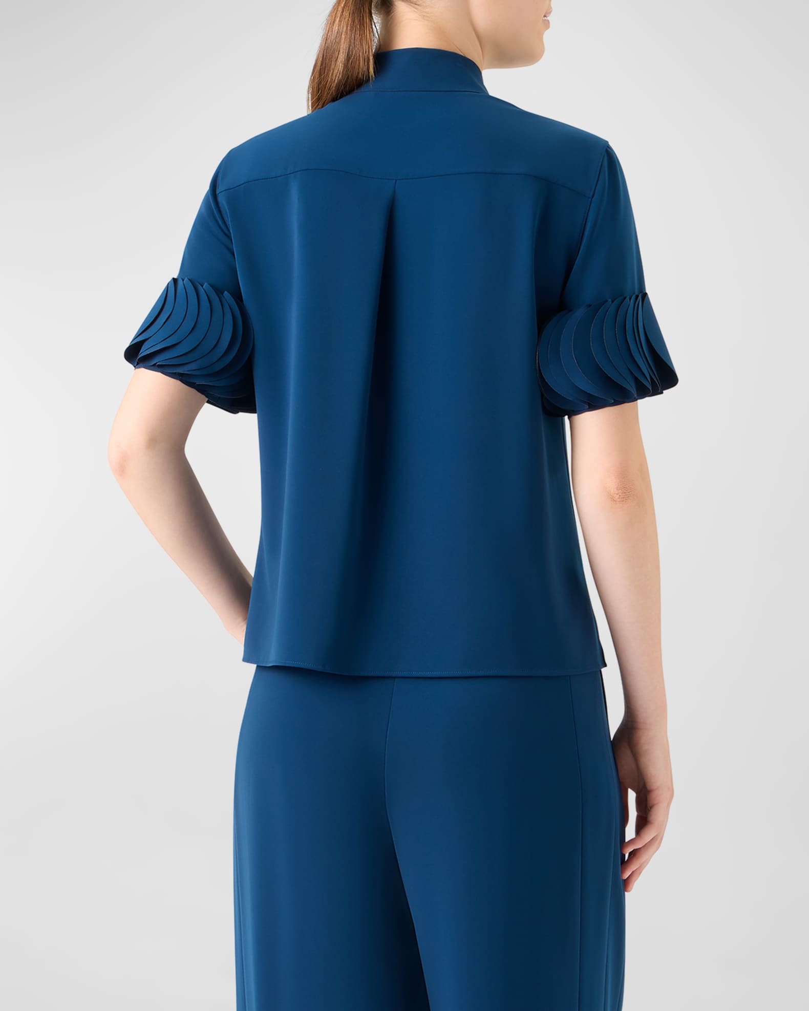 Akris punto Layered Short-Sleeve Signature Blouse | Neiman Marcus