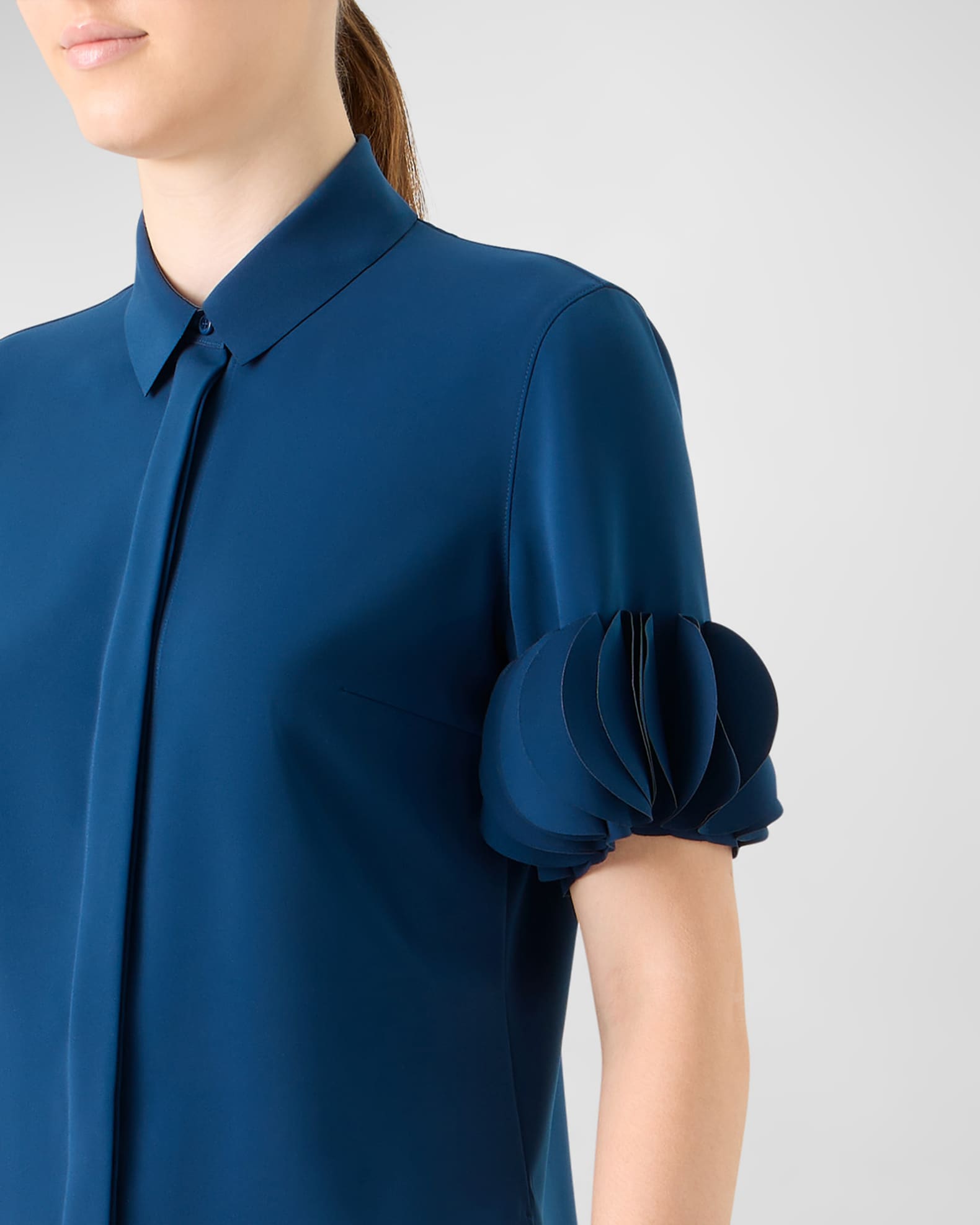 Akris punto Layered Short-Sleeve Signature Blouse | Neiman Marcus