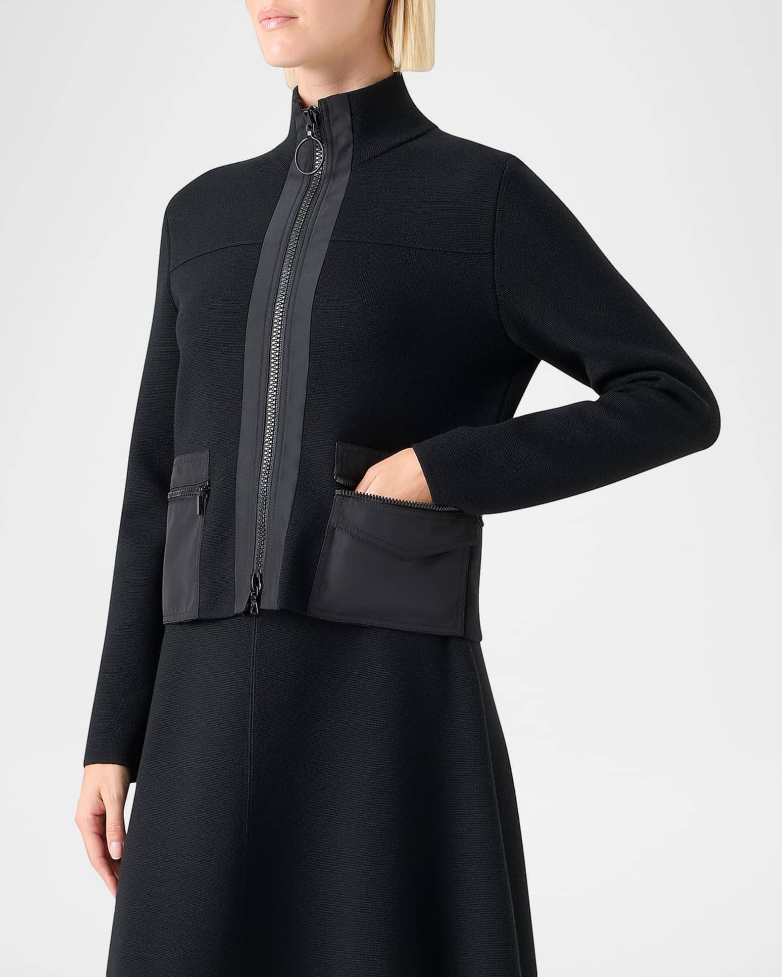Akris punto Merino Knit Zip Jacket | Neiman Marcus