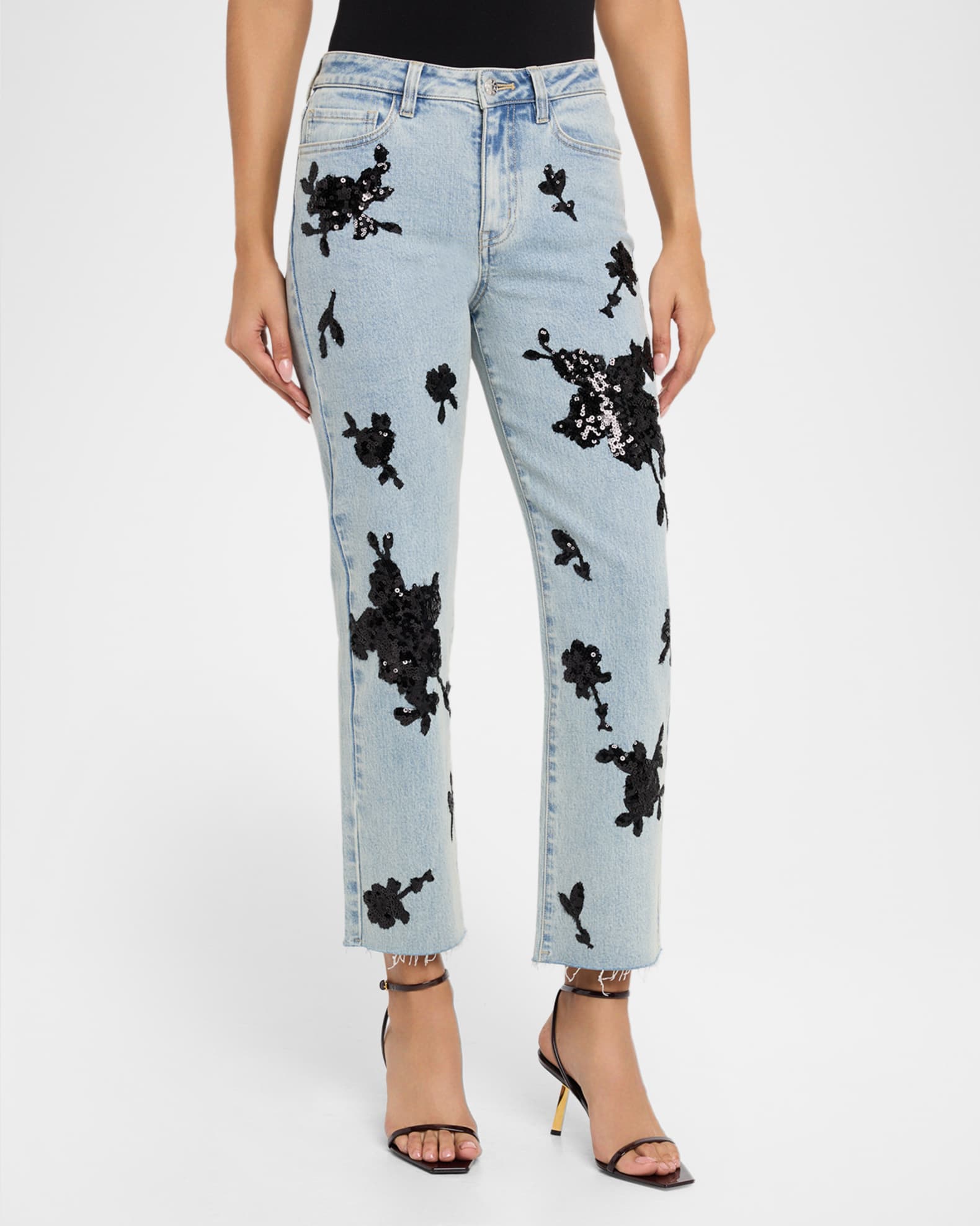 Generation Love Bella Sequined Straight-Leg Jeans | Neiman Marcus