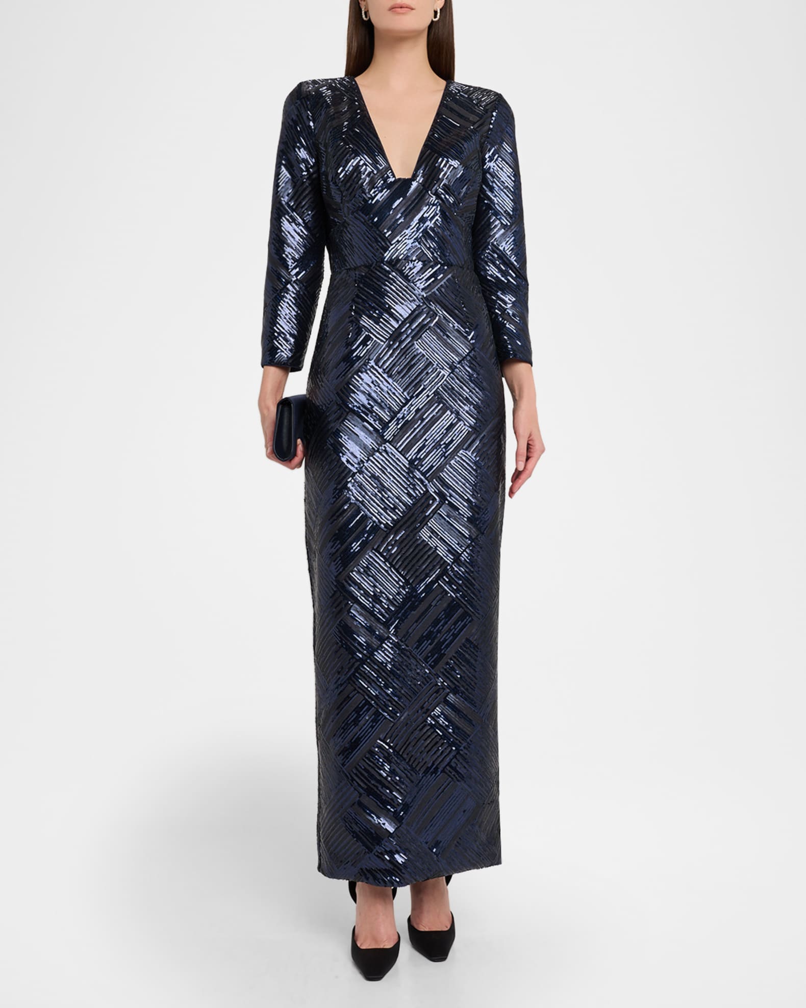 Milly Jenna Plunging Sequin Column Gown | Neiman Marcus