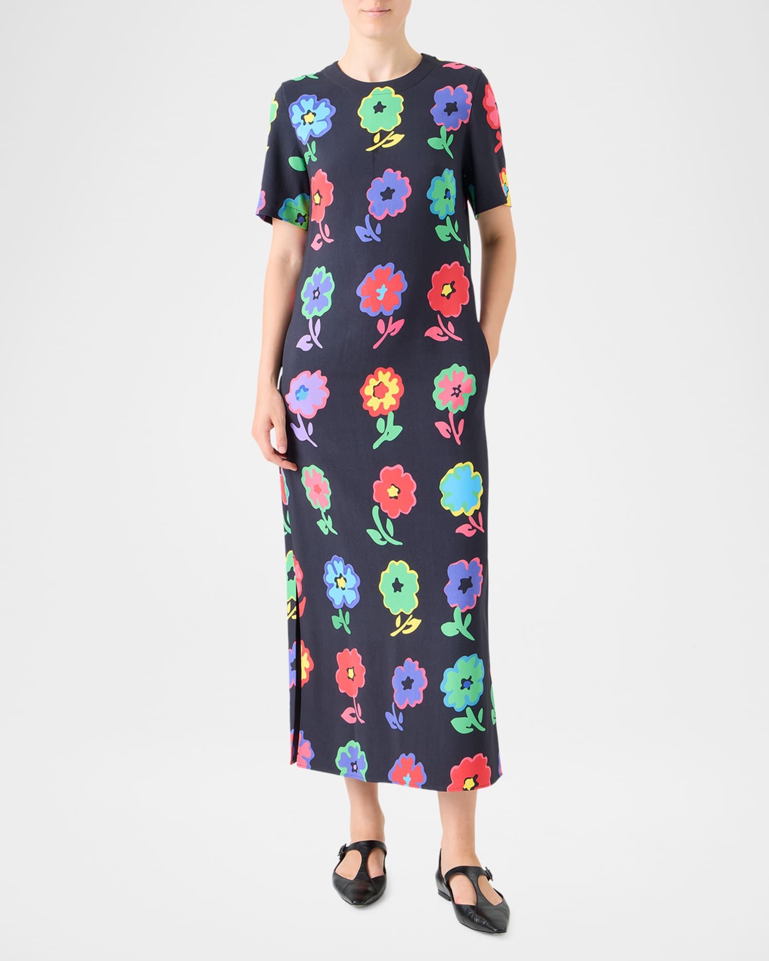 Akris punto Floral Midi Tunic Dress | Neiman Marcus