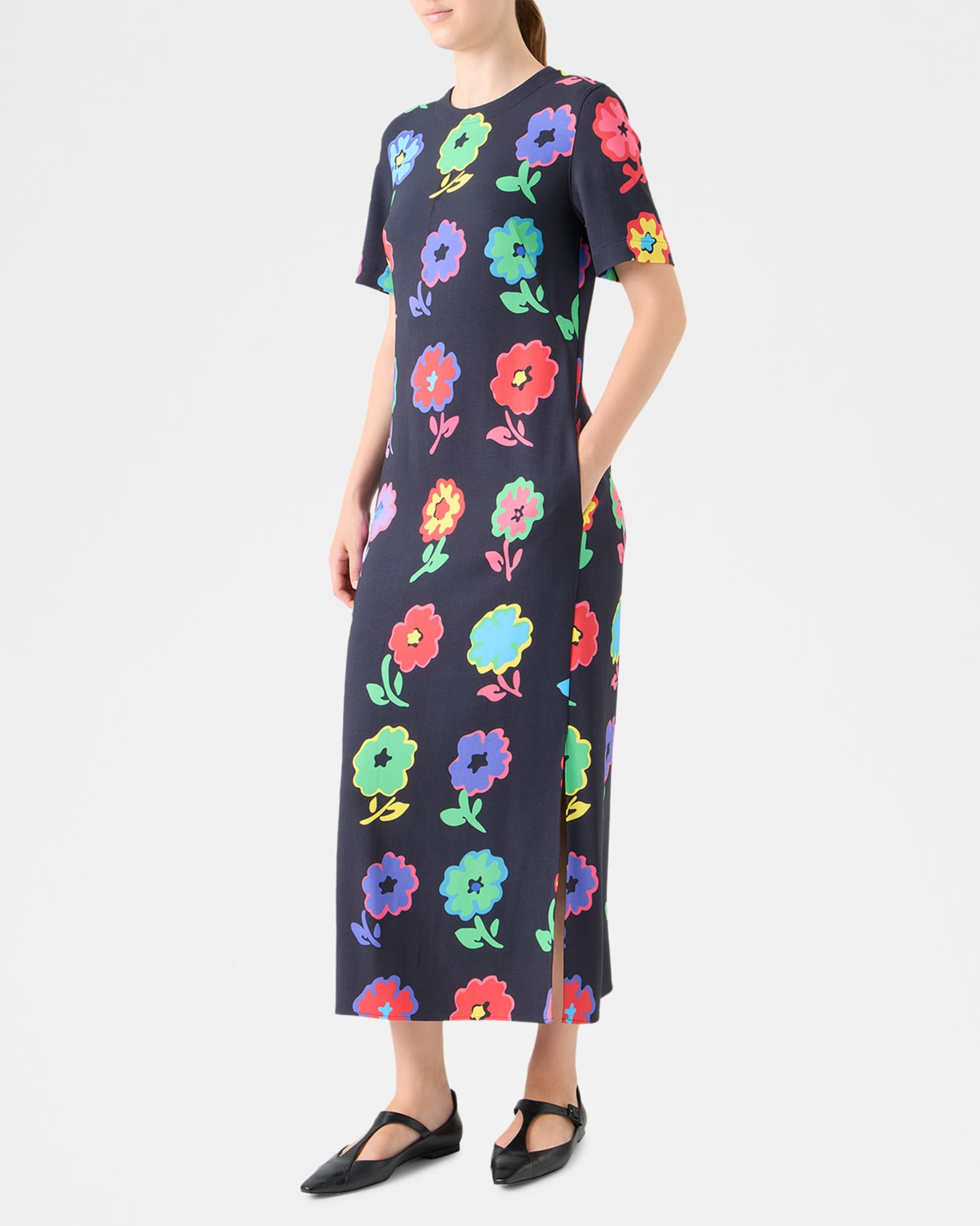 Akris punto Floral Midi Tunic Dress | Neiman Marcus