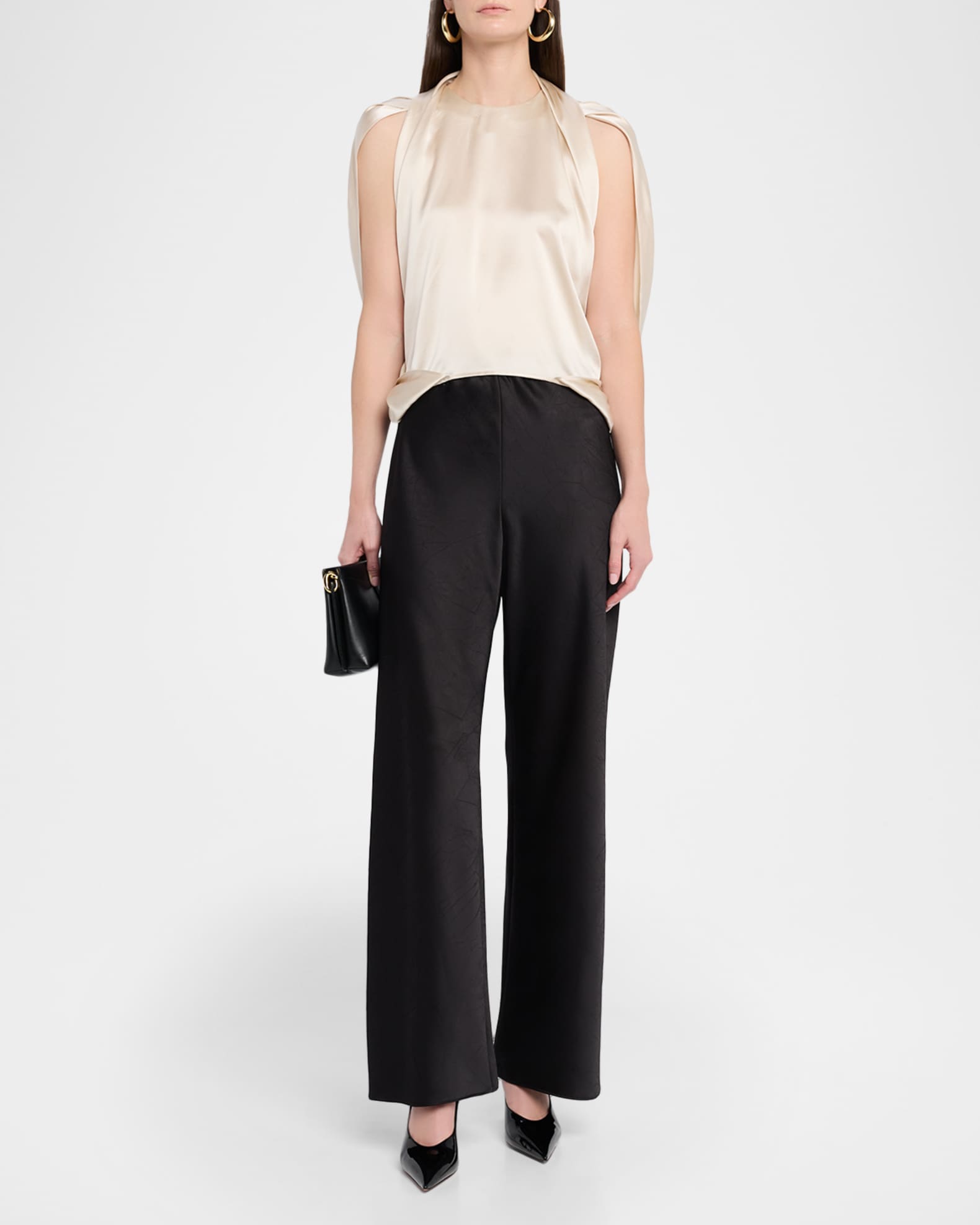 Reiss Tayah Cutout Draped Silk Blouse | Neiman Marcus