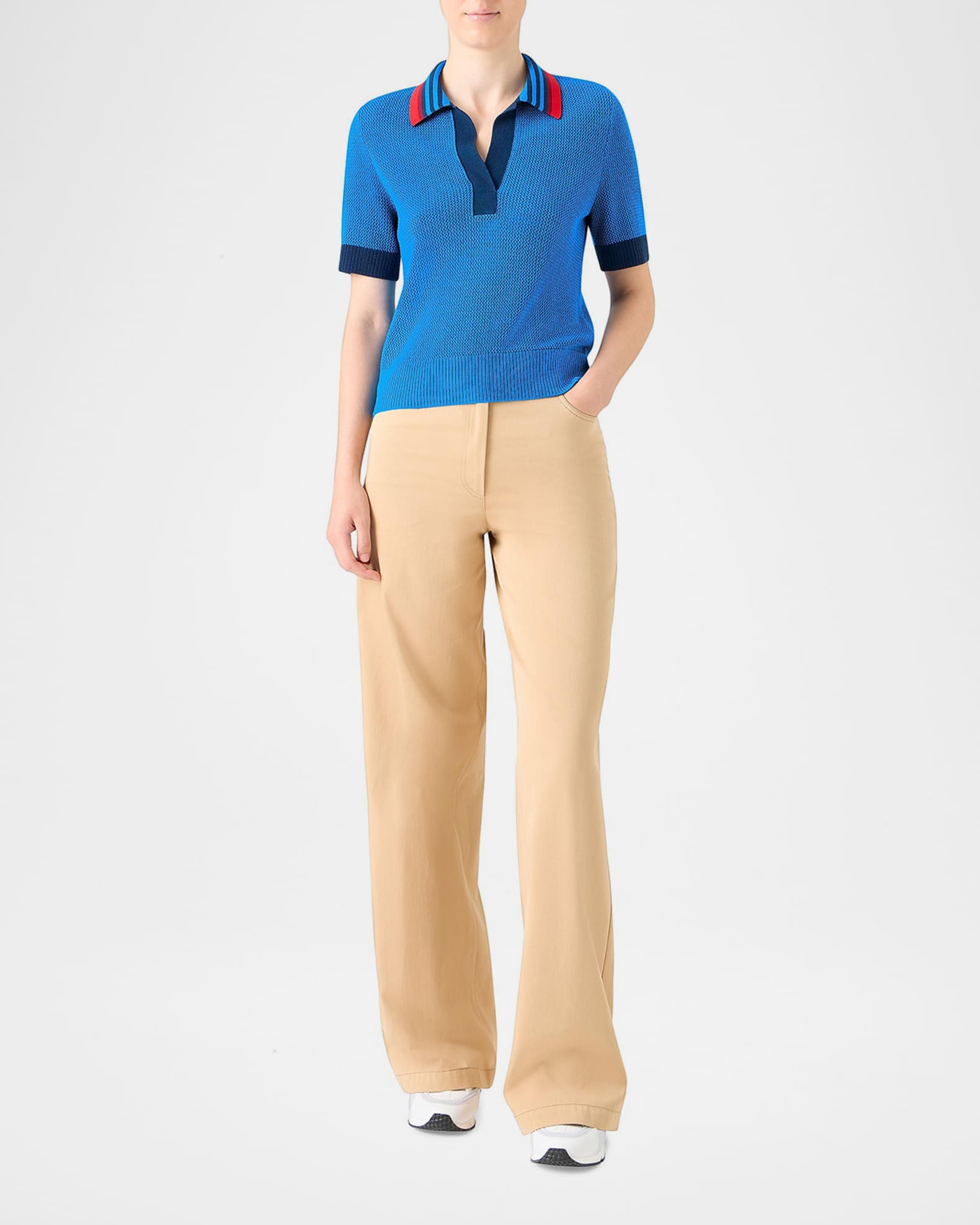 Akris punto Merin Virgin Wool Polo Top | Neiman Marcus