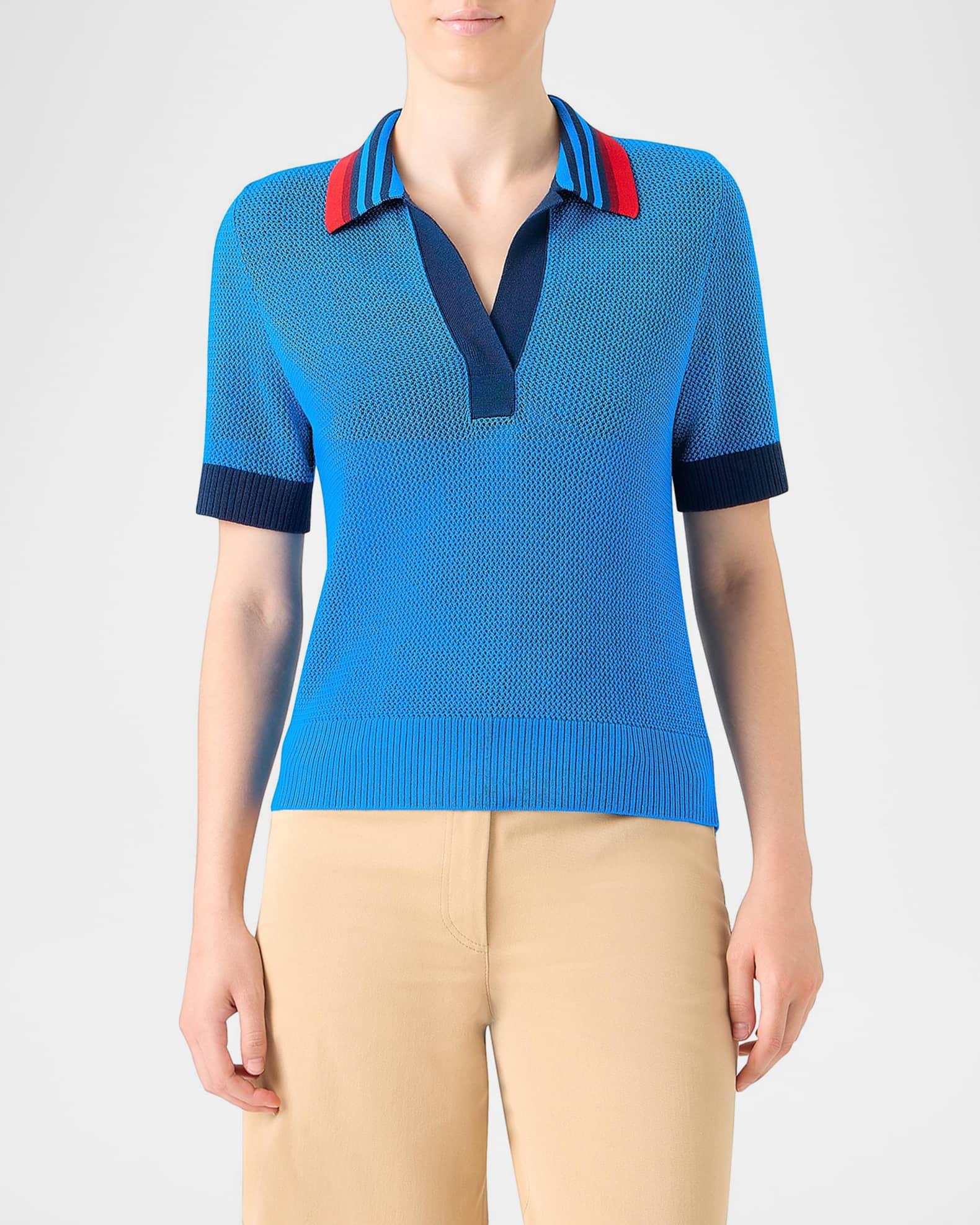 Akris punto Merin Virgin Wool Polo Top | Neiman Marcus