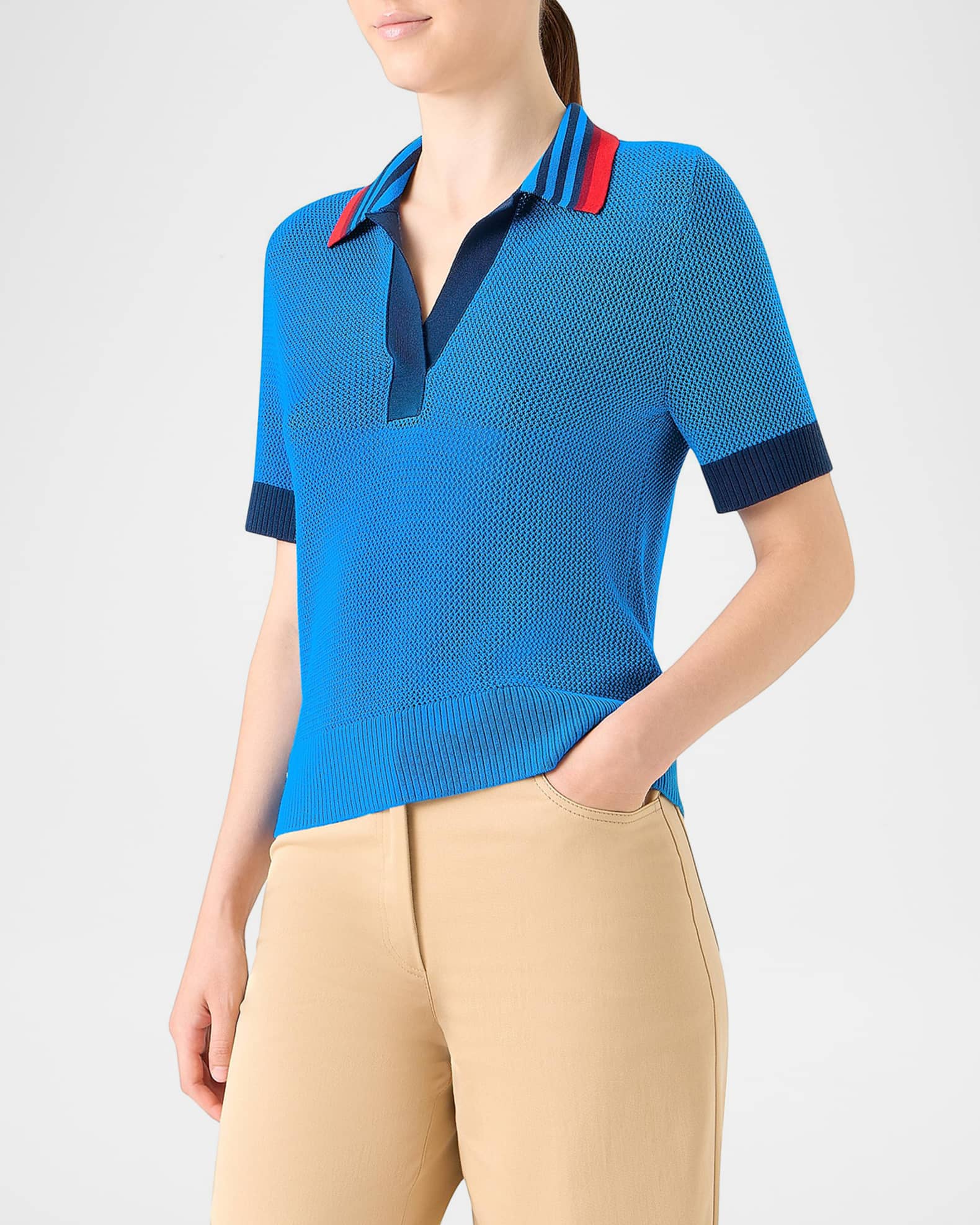 Akris punto Merin Virgin Wool Polo Top | Neiman Marcus