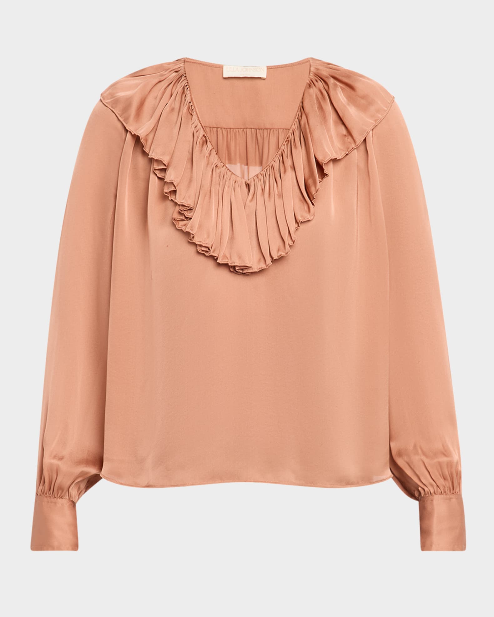 Ulla Johnson Liese Silk Ruffle-Neck Blouse | Neiman Marcus