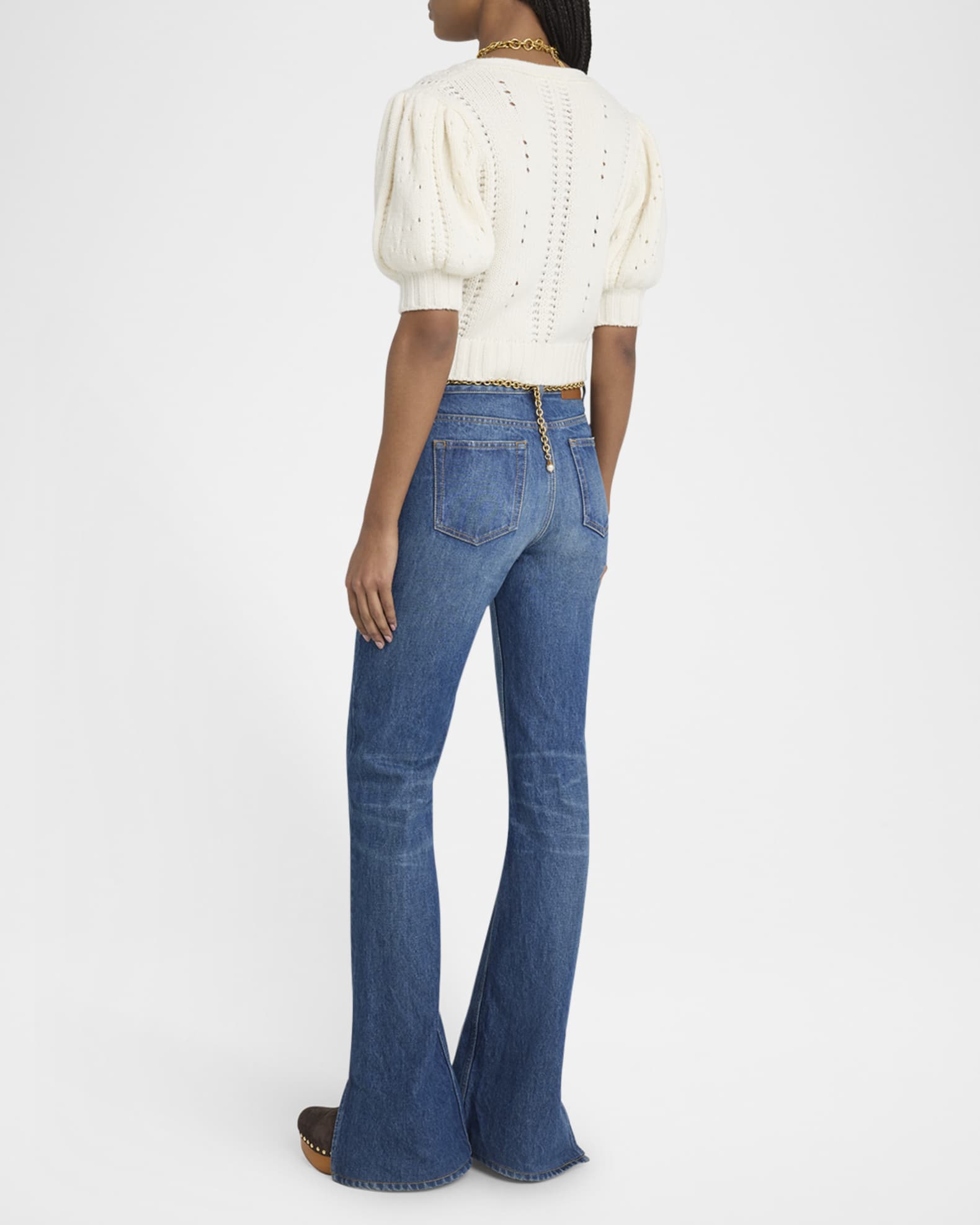 Chloe Denim Bootcut-Leg Split-Hem Pants | Neiman Marcus