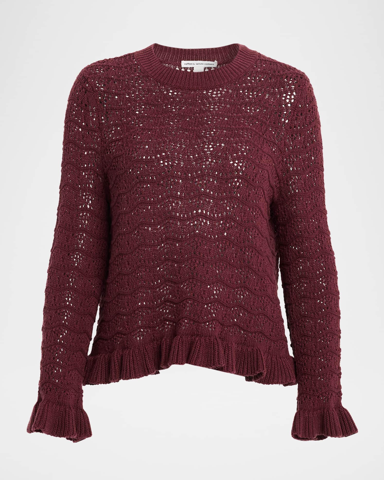 Autumn Cashmere Ruffle Pointelle-Knit Sweater | Neiman Marcus