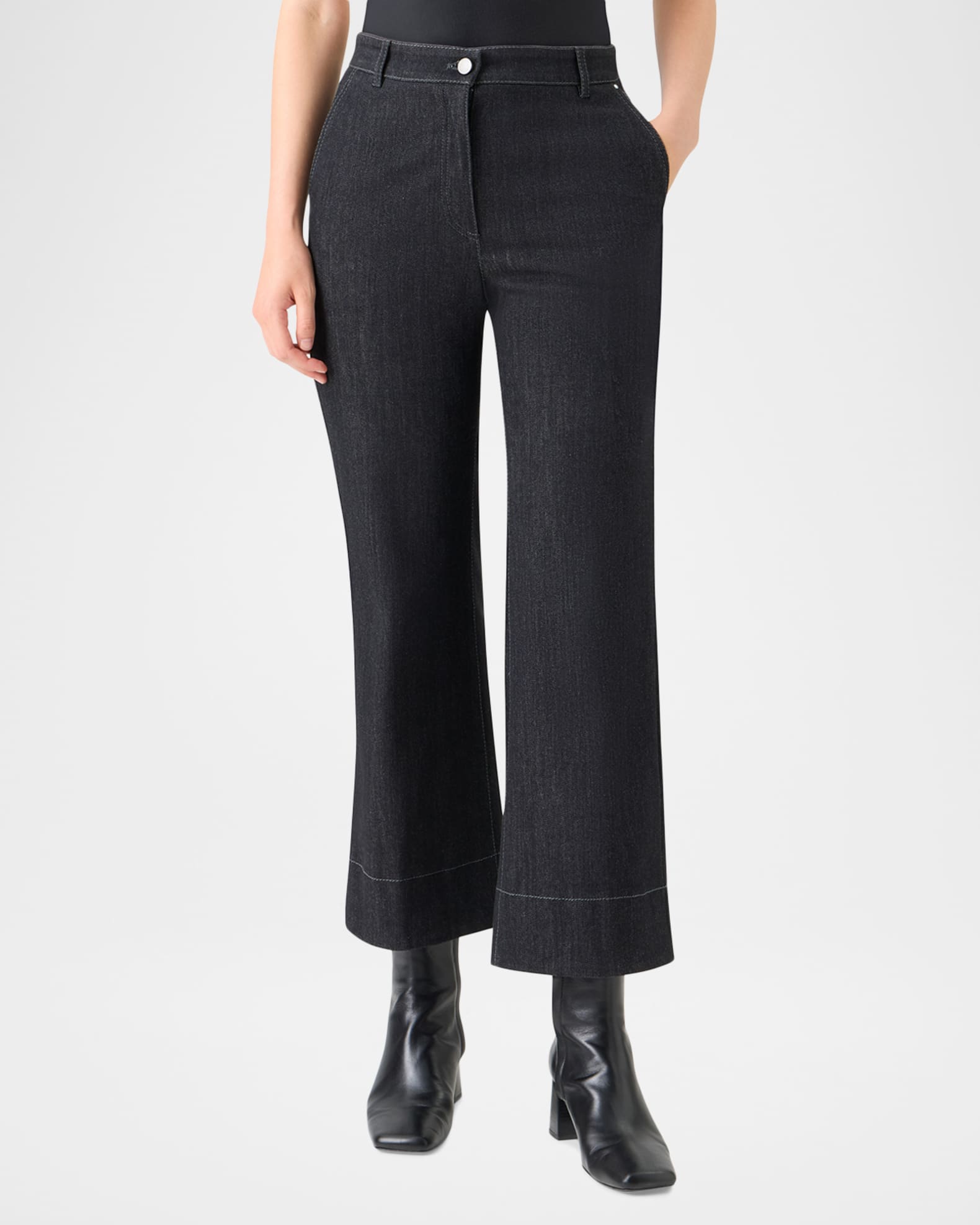 Akris punto Cecily Bootcut Crop Denim Pants | Neiman Marcus