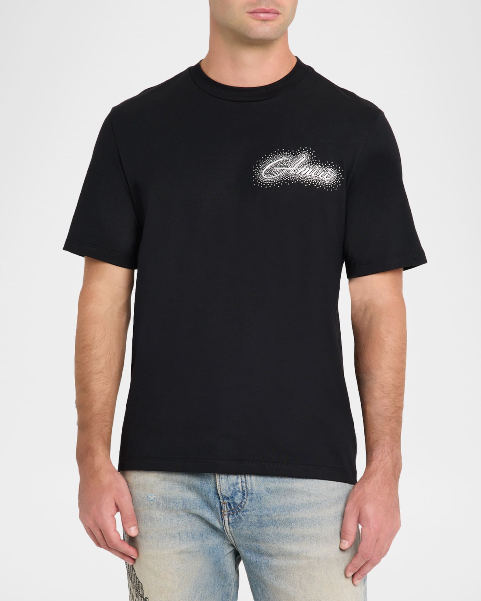 Amiri Men's Crystal House Script Cotton Logo T-Shirt | Neiman Marcus