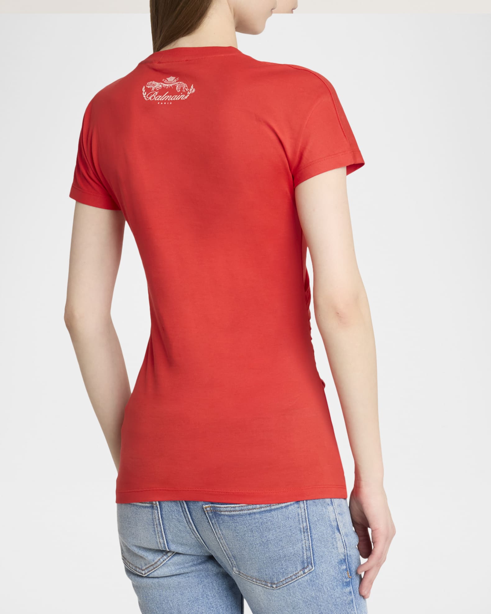 Balmain Short-Sleeve 3-Button Tee | Neiman Marcus