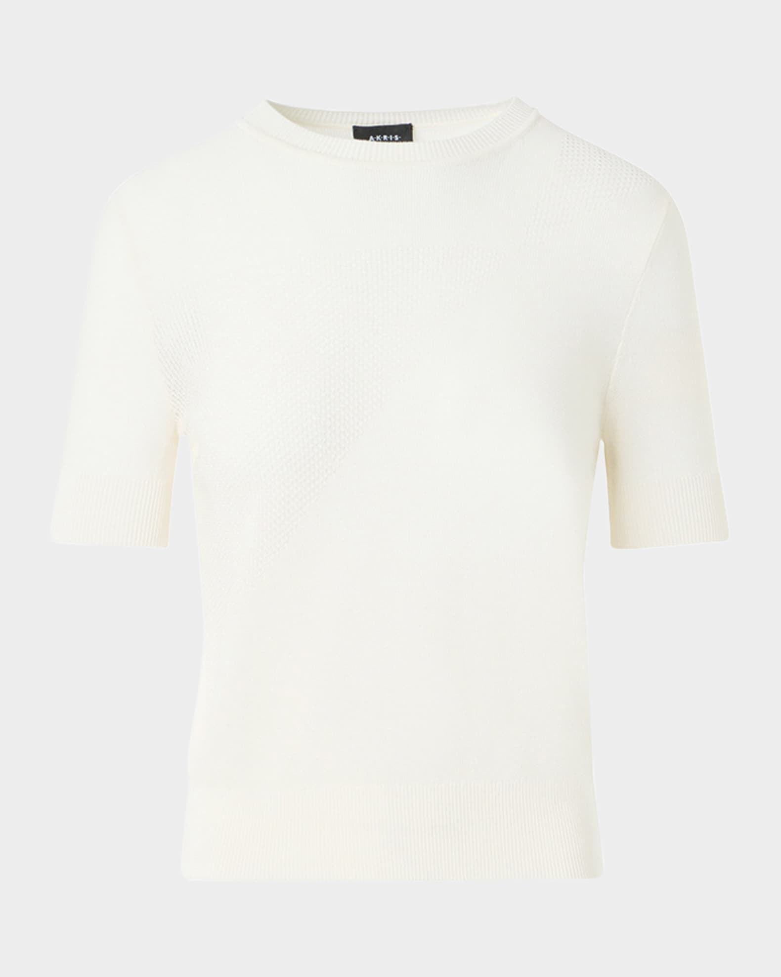 Akris Silk-Cotton Pointelle Knit Short-Sleeve Sweater | Neiman Marcus
