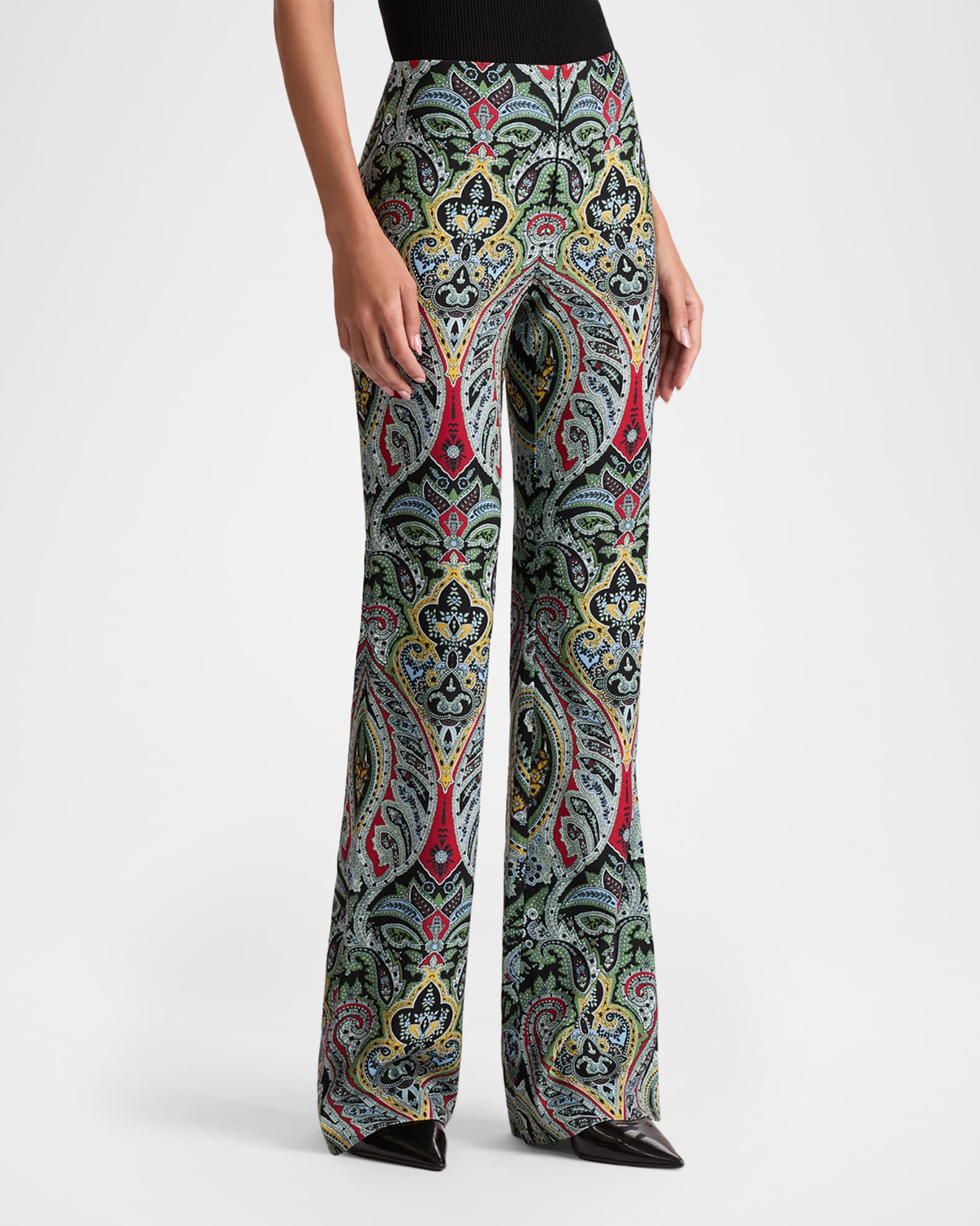 Alice + Olivia Teeny Paisley Bootcut Pants | Neiman Marcus
