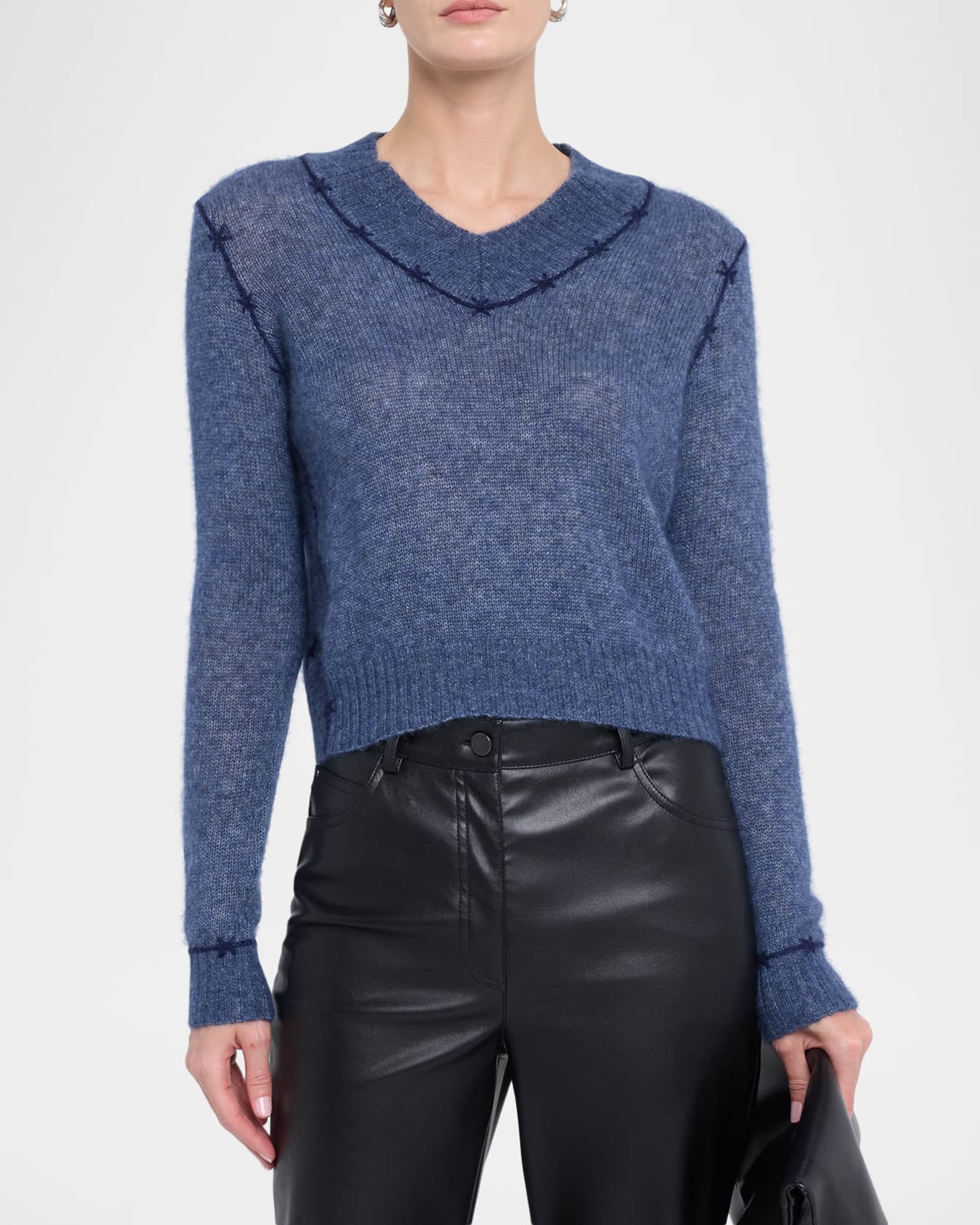 Autumn Cashmere Embroidered Cashmere-Silk Sweater | Neiman Marcus