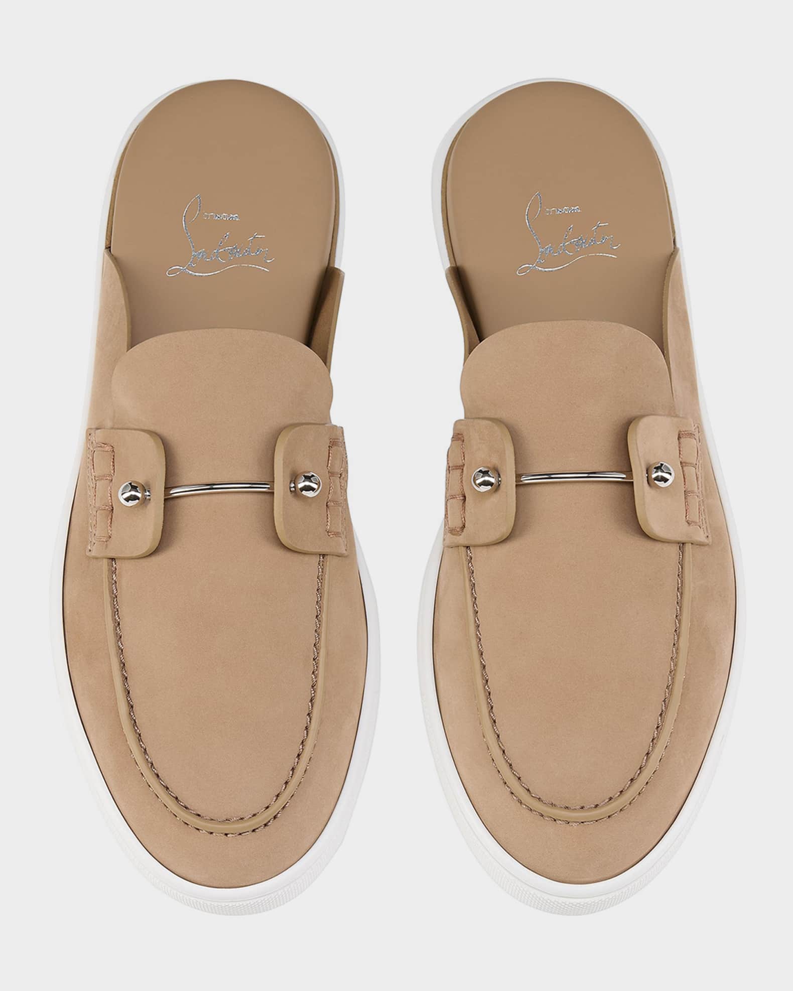 Christian Louboutin Donna Nubuck Leather Boat Shoe Mules | Neiman Marcus