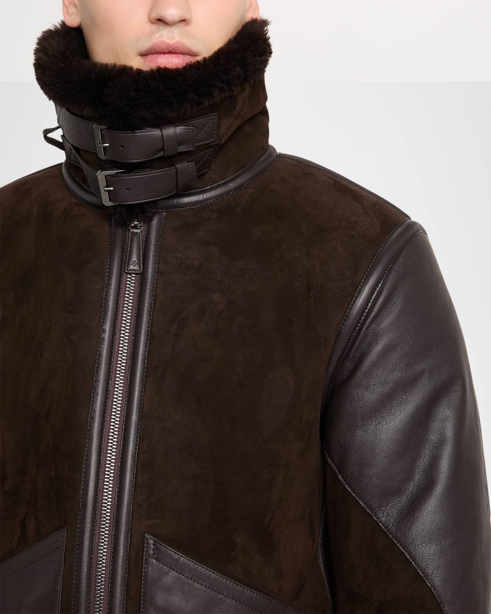 Ralph Lauren Purple Label Men's Lamb Shearling Aviator Jacket | Neiman ...