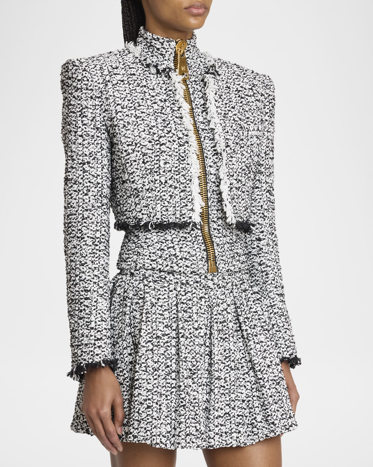 Balmain Cropped Tweed Jacket | Neiman Marcus